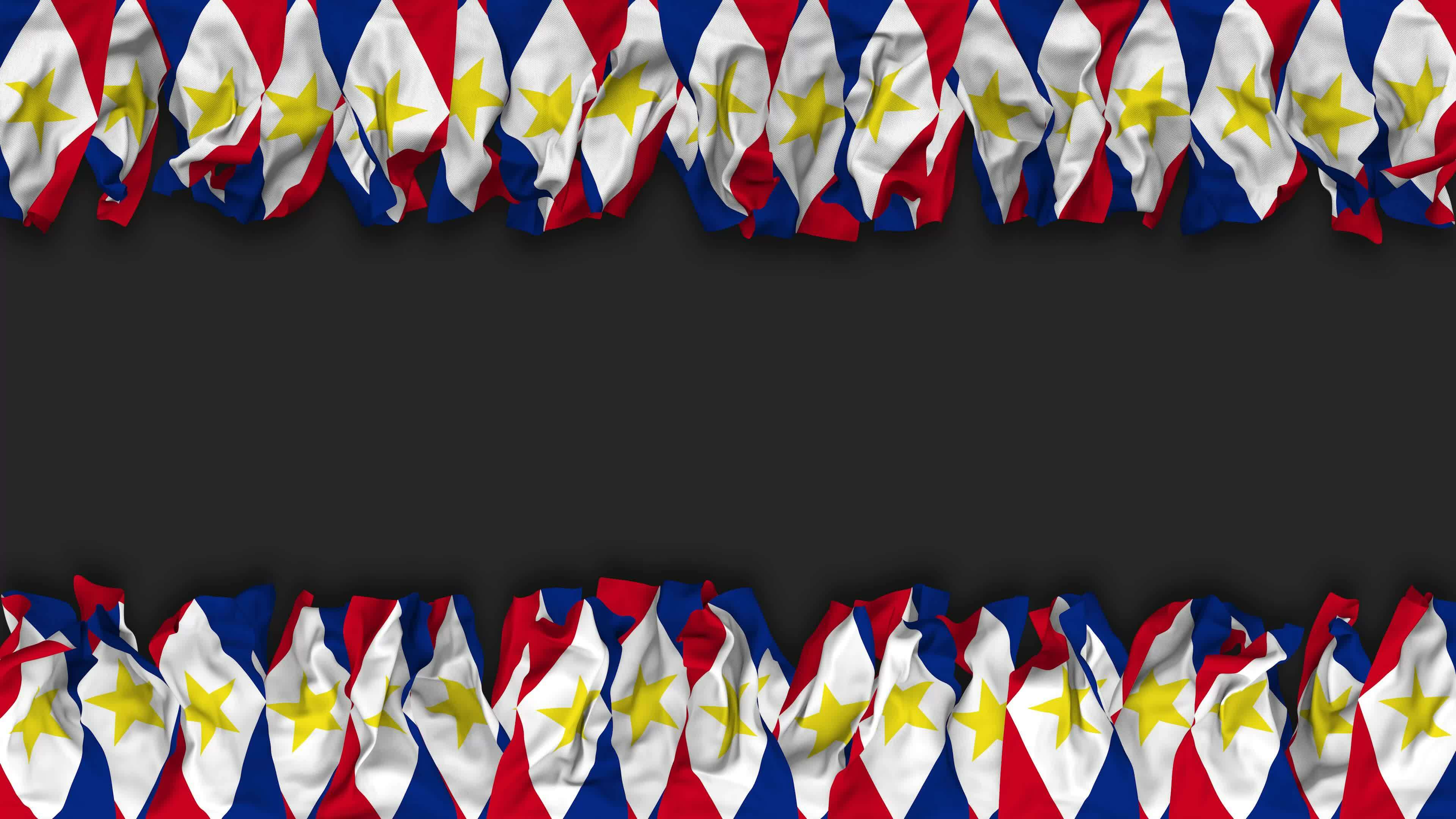Saba Island Flag Hanging Banner Seamless Looping With Bump And Plain