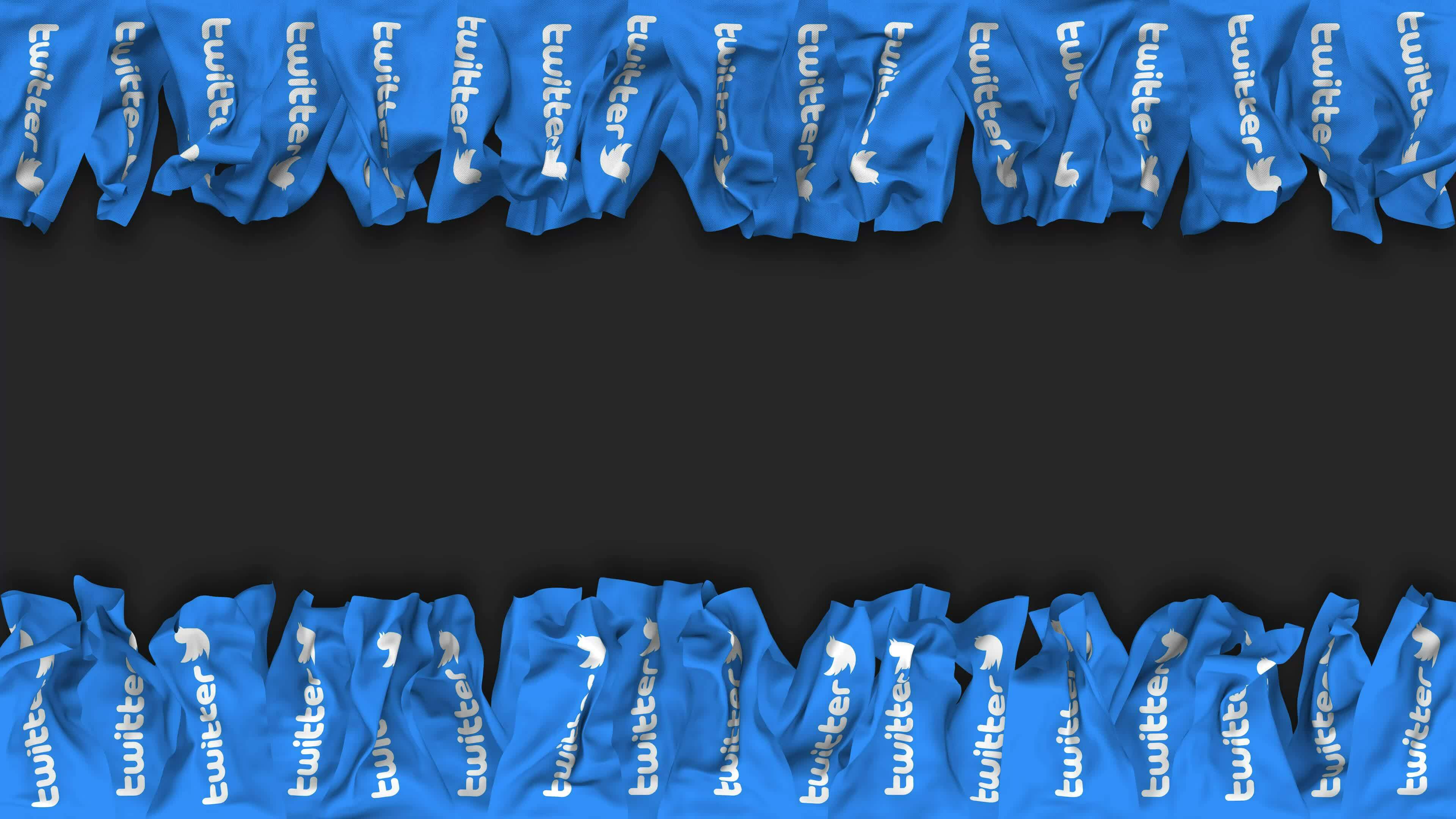 Twitter X Logo Flag Hanging Banner Seamless Looping With Bump And Plain