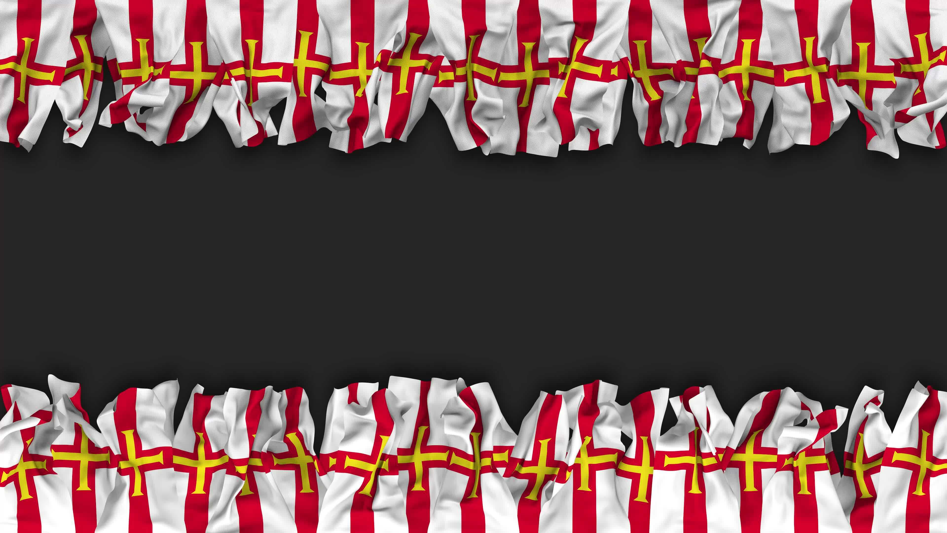 Guernsey Flag Hanging Banner Seamless Looping With Bump And Plain