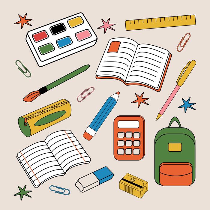 School Supplies Clipart Vector Art, Icons, and Graphics for Free Download