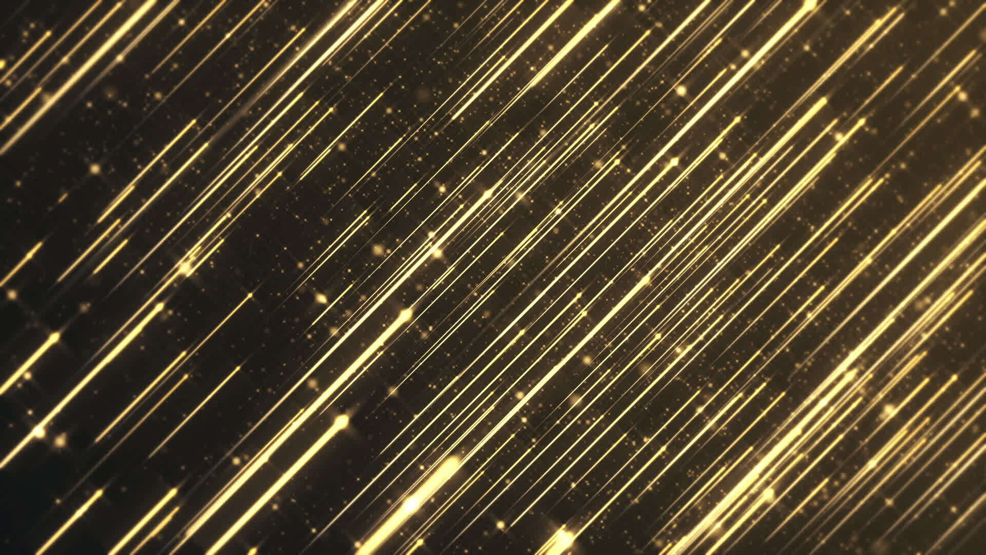 Abstract background animation with glittering shiny gold particles and shooting golden stars ...