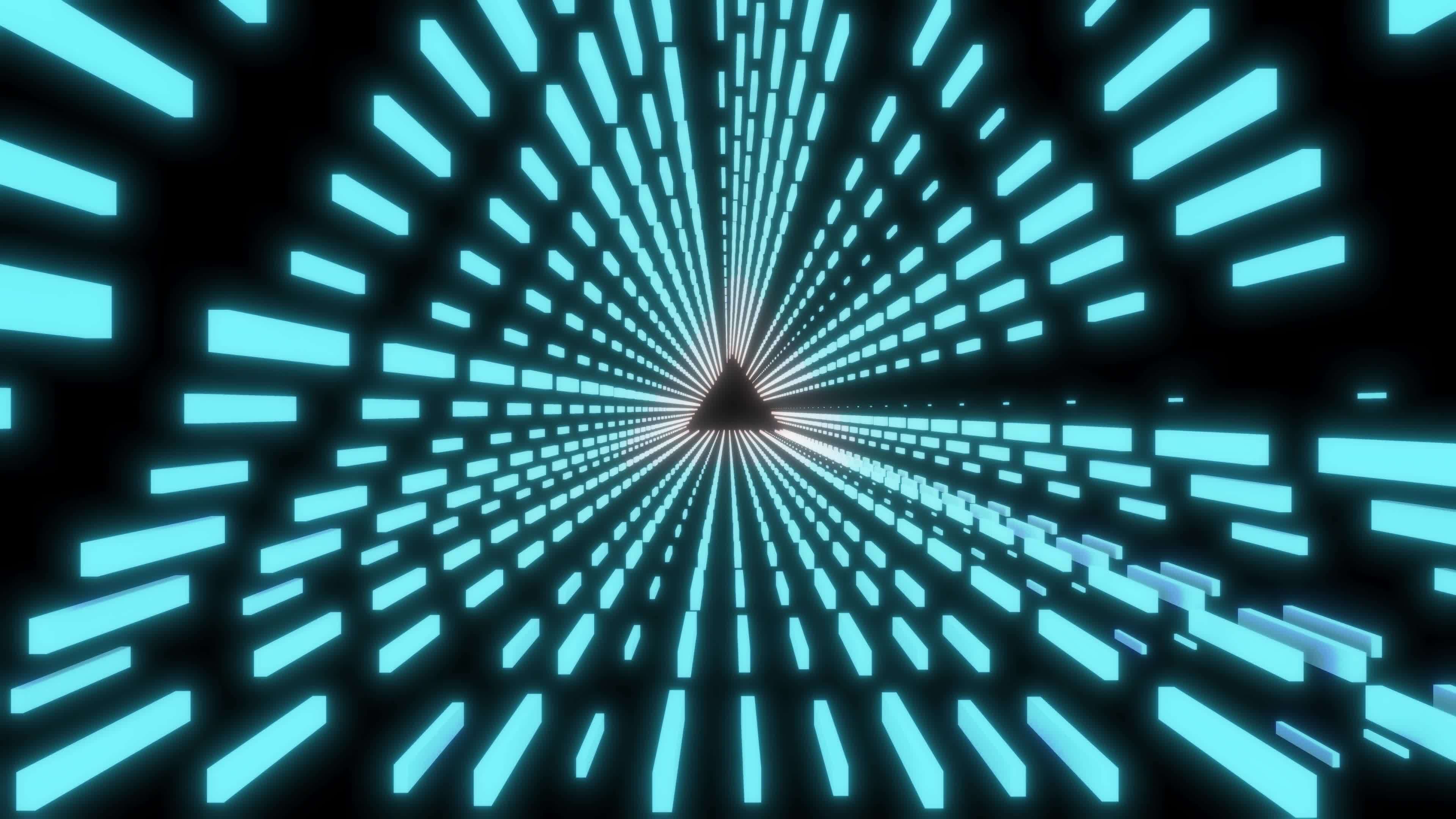 Colorful Particle Triangle Tunnel 3d Digital High Speed Tech Particle Tunnel Flying Through