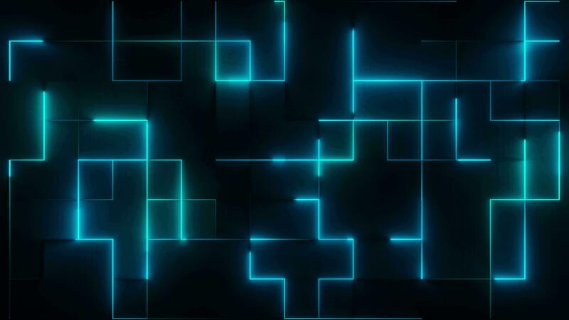 Abstract Neon glow grid line trail technology background, blue colour, trail light sweep ...