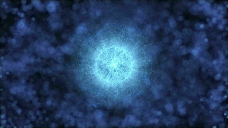 Magic fantasy blue shiny plasma orb against a particulate background ...