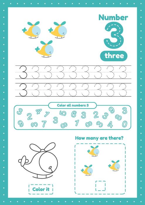 Page 2 | Number Three Tracing Worksheets Vector Art, Icons, and ...