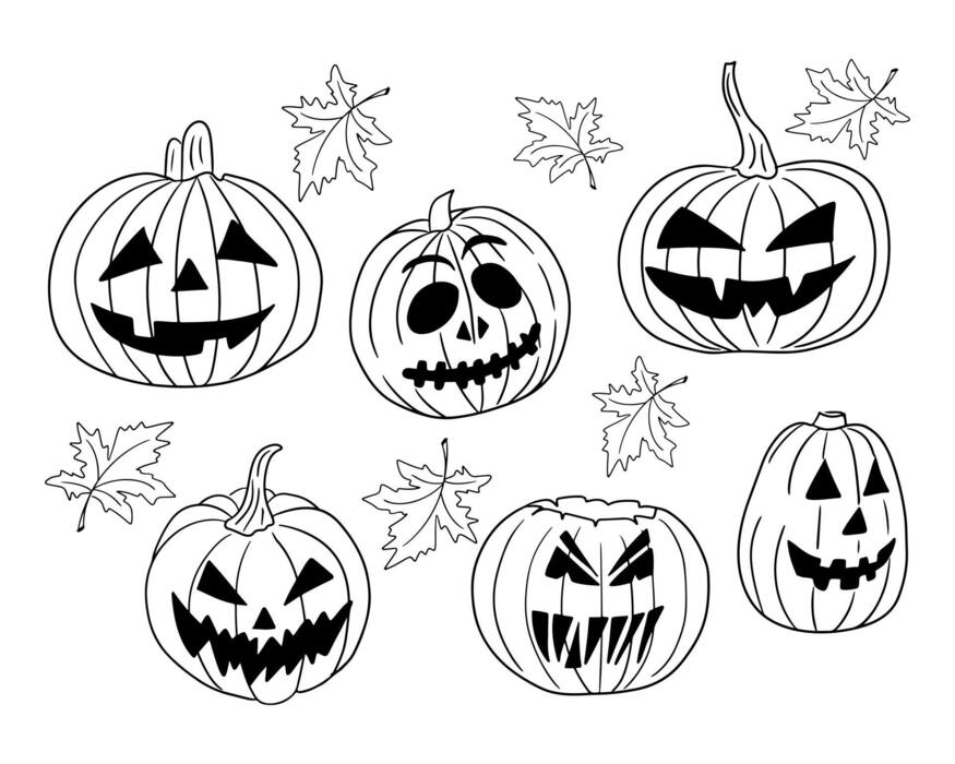 Halloween Pumpkin Coloring Vector Art, Icons, and Graphics for Free ...
