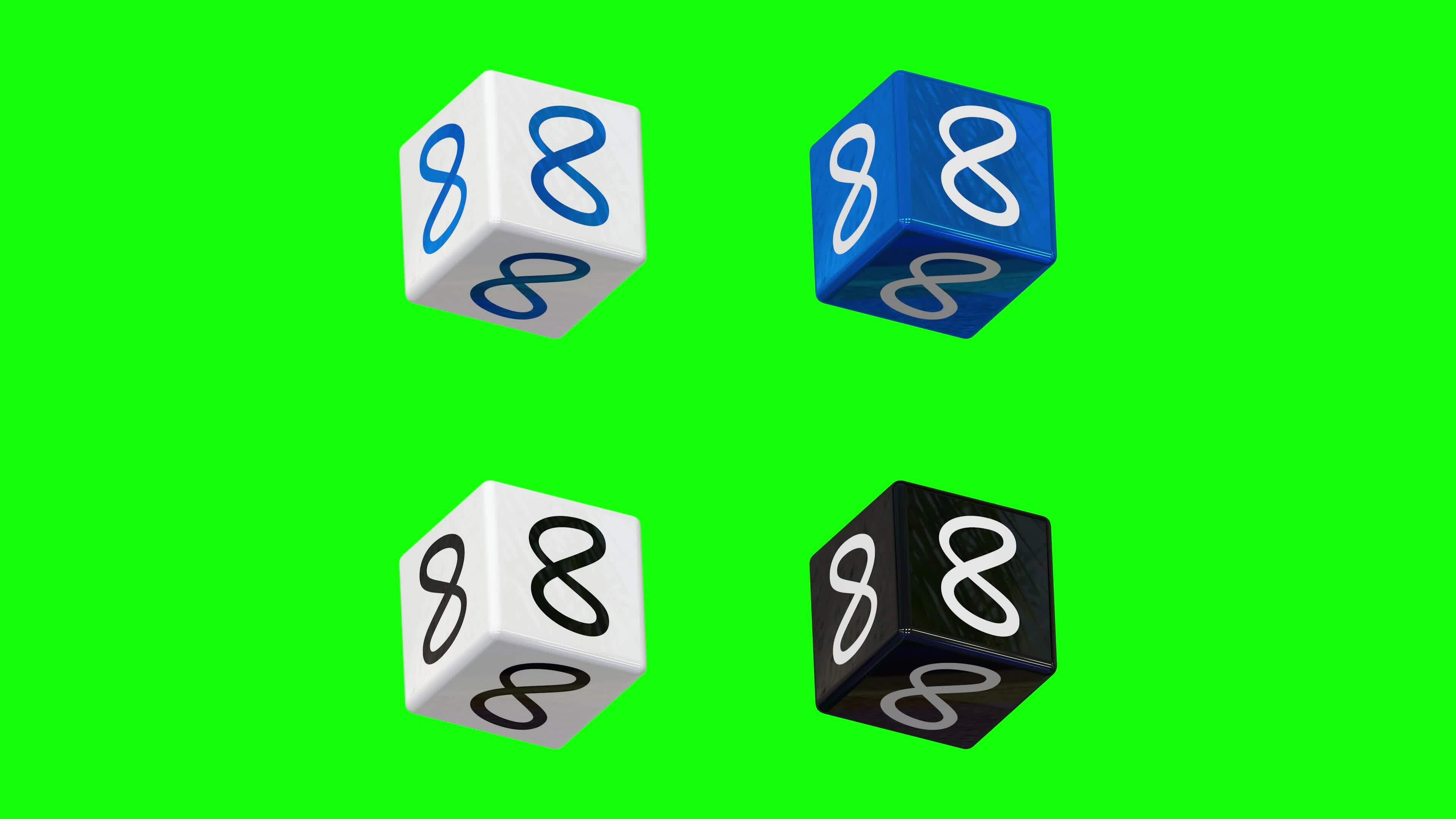 Meta 3d Cube Rotating In Different Color Combinations 3d Rendering Chroma Key Luma Mate