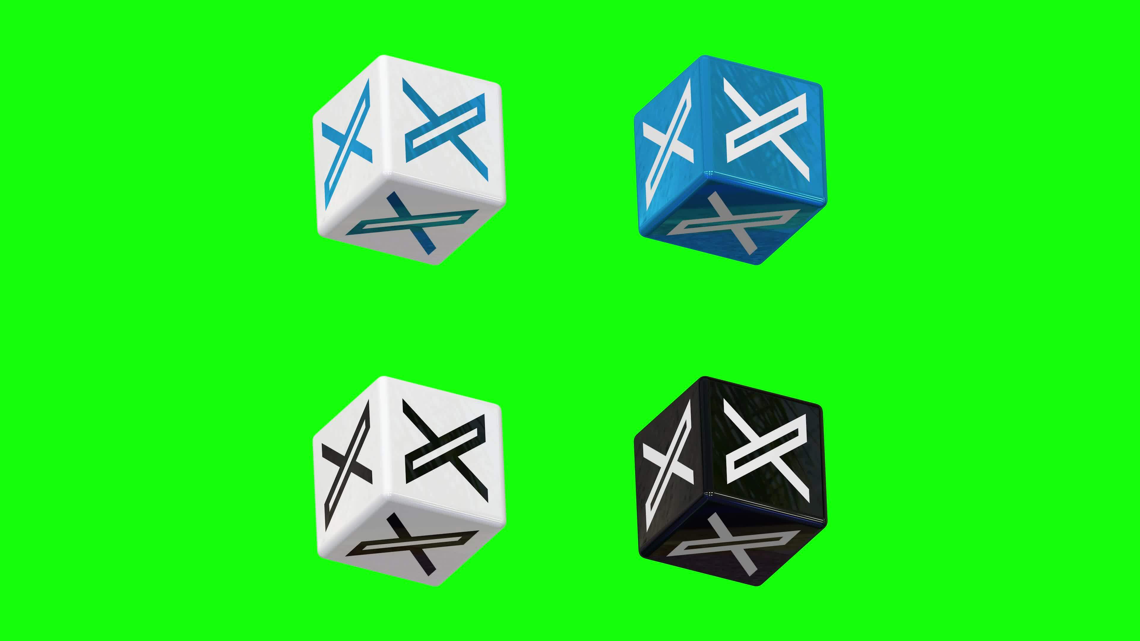 Twitter X Logo 3d Cube Rotating In Different Color Combinations 3d 6337