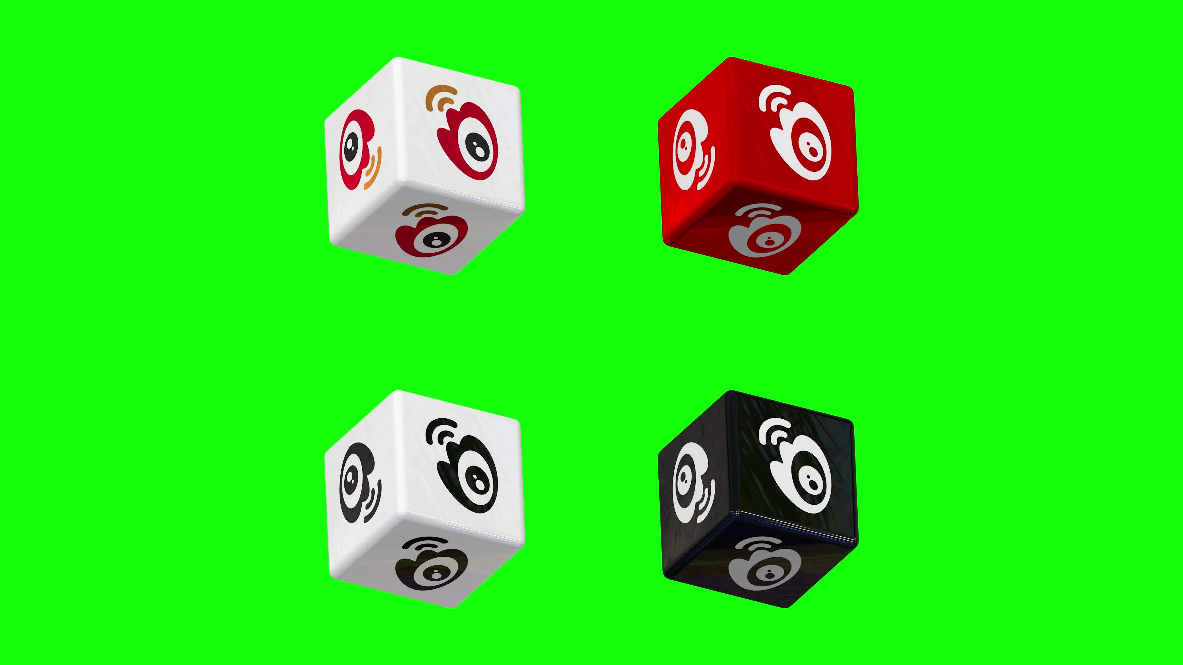 Sina Weibo 3D Cube Rotating in Different Color Combinations, 3D Rendering, Chroma Key, Luma Mate ...