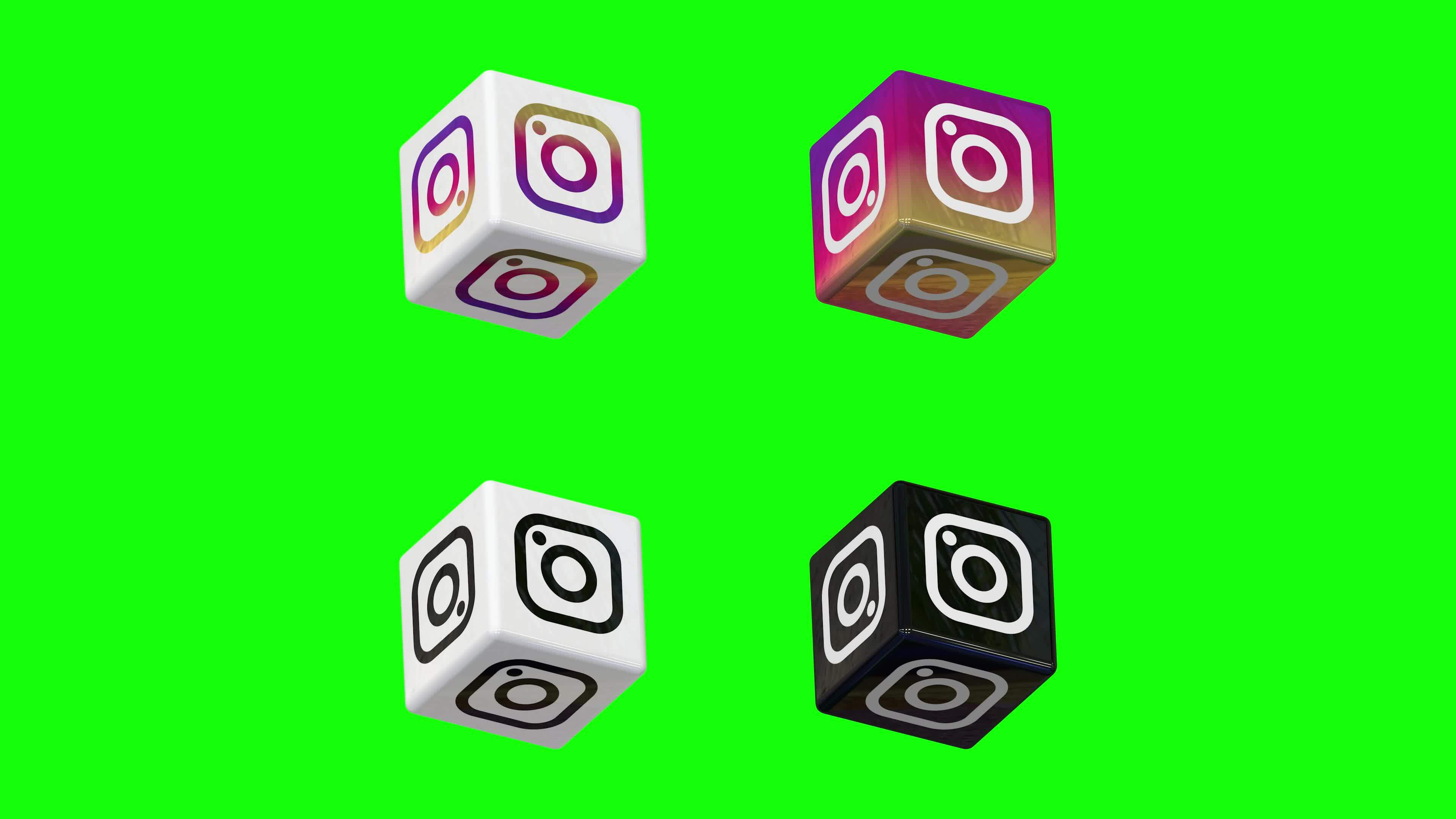 Instagram 3D Cube Rotating in Different Color Combinations, 3D Rendering, Chroma Key, Luma Mate ...