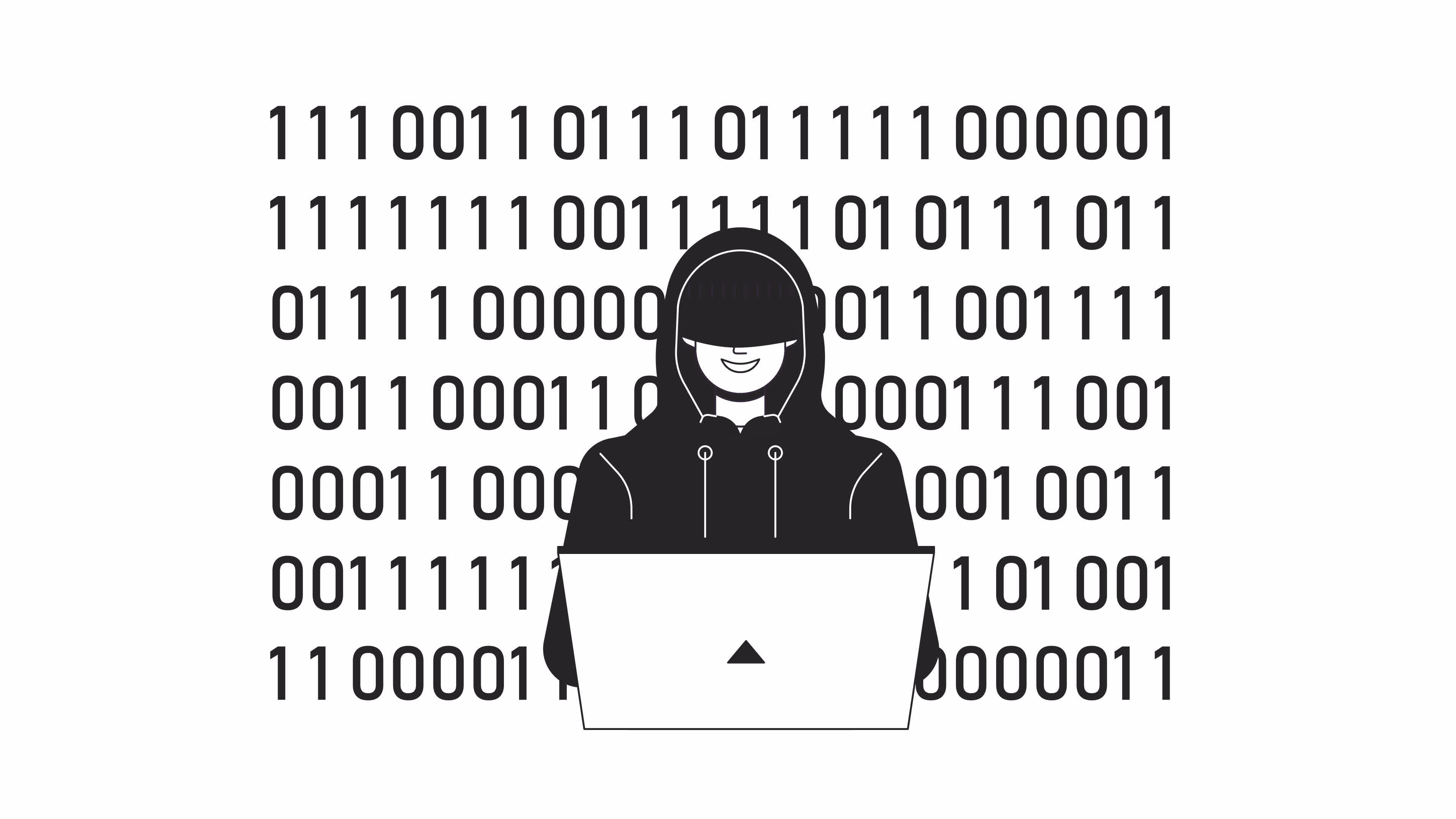 Cyber Attacker Typing On Laptop Bw Outline 2d Animation Fraudulent
