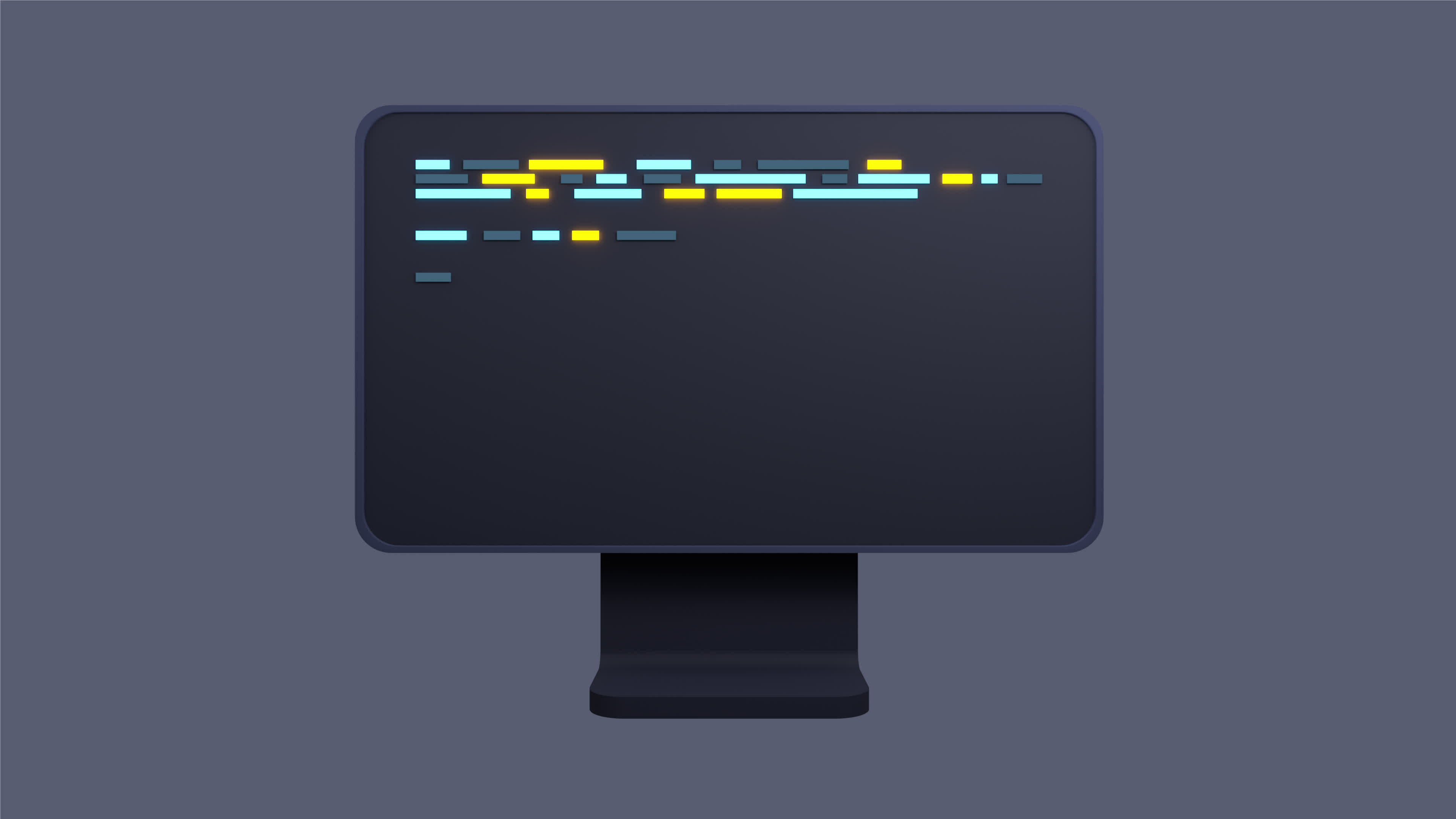 Computer Programming Or Developing Software Animation 3d Rendering Of Flat Monitor Coding 3d