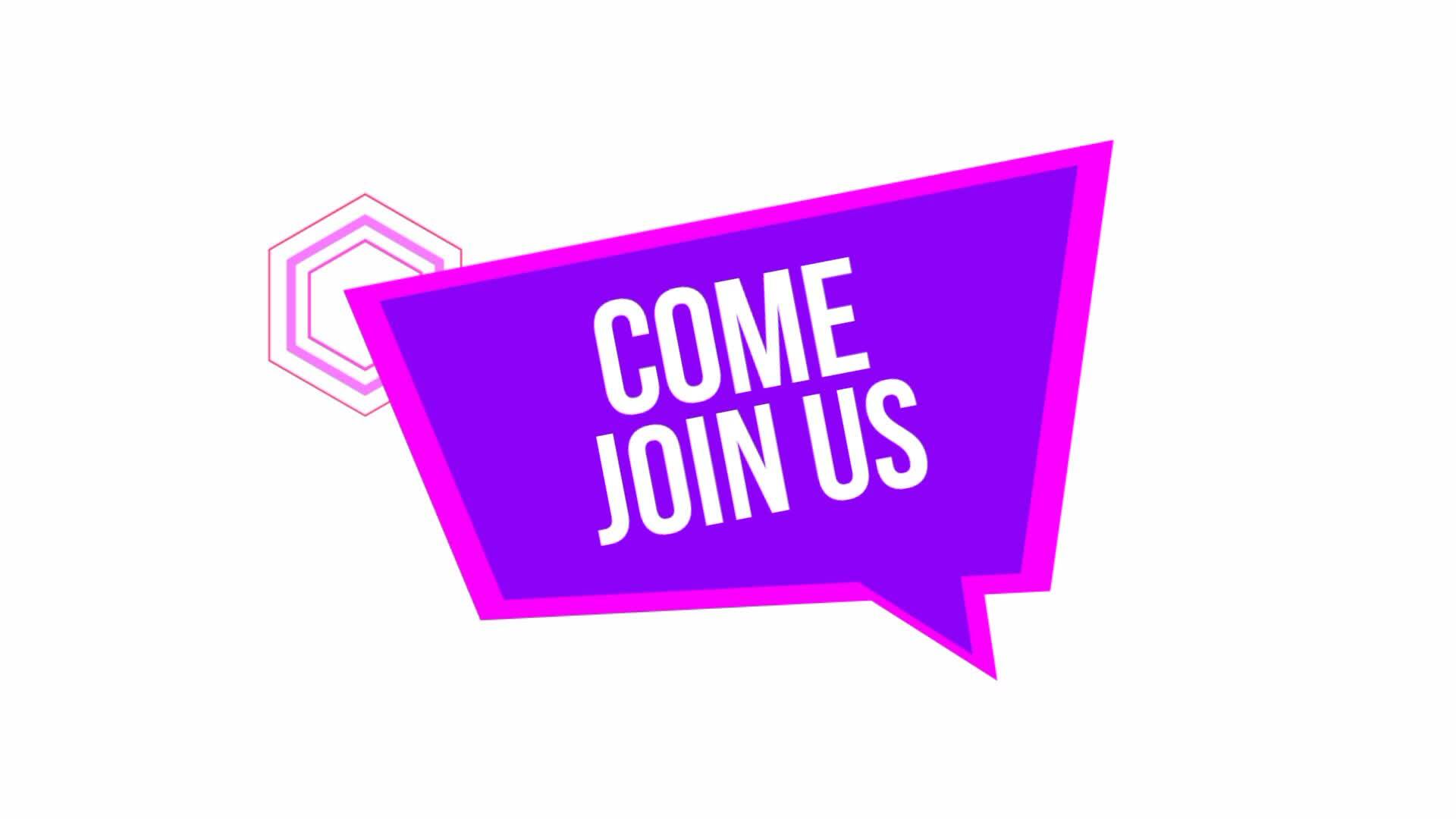 Come Join Us Text Animation On The Speech Bubble With A Purple Tone Colors Suitable For