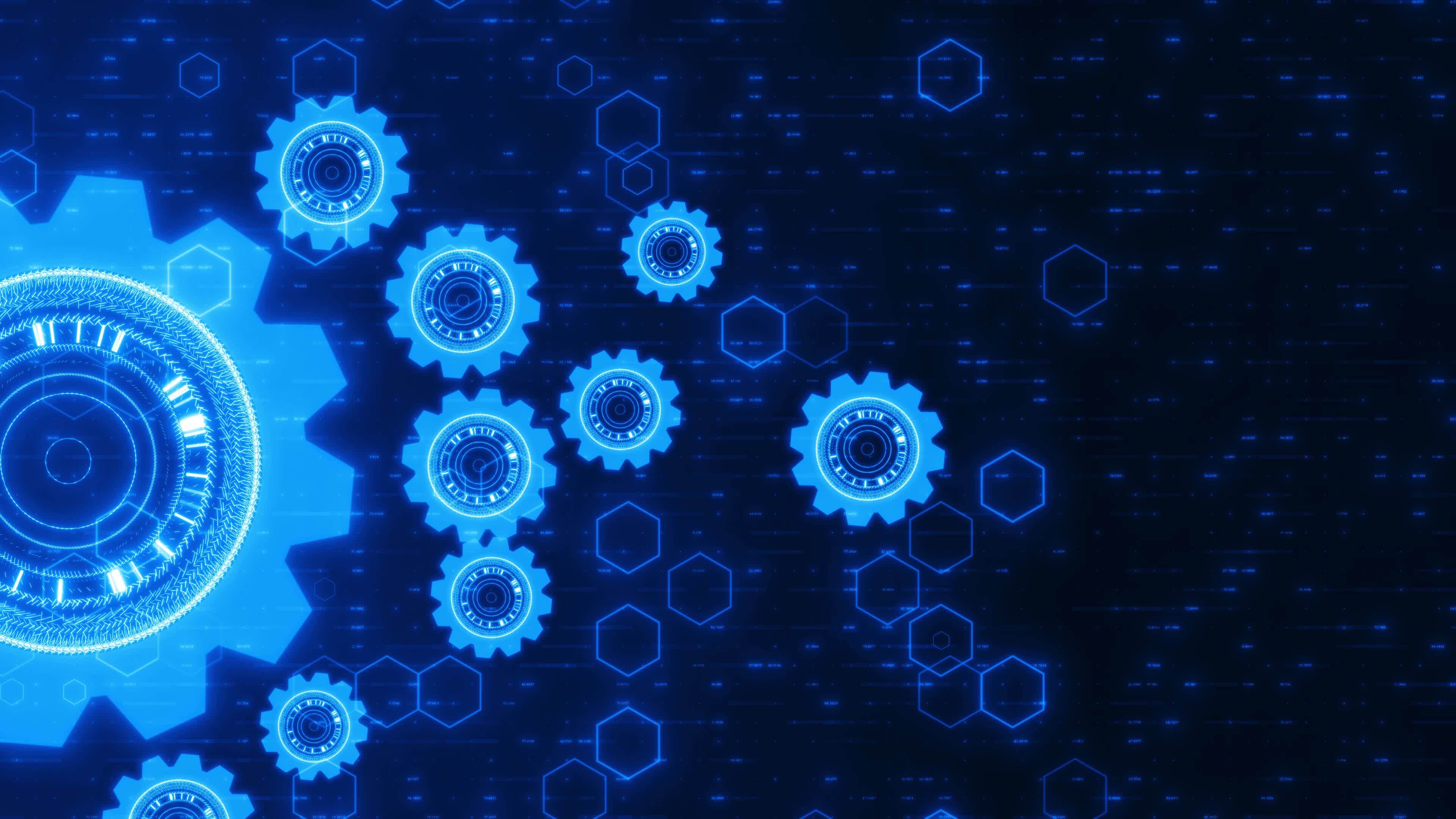 Futuristic Gear High Tech Animation Computer Data Technology Cyber ...