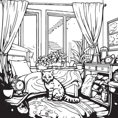Bedroom Coloring Page Vector Art, Icons, and Graphics for Free Download