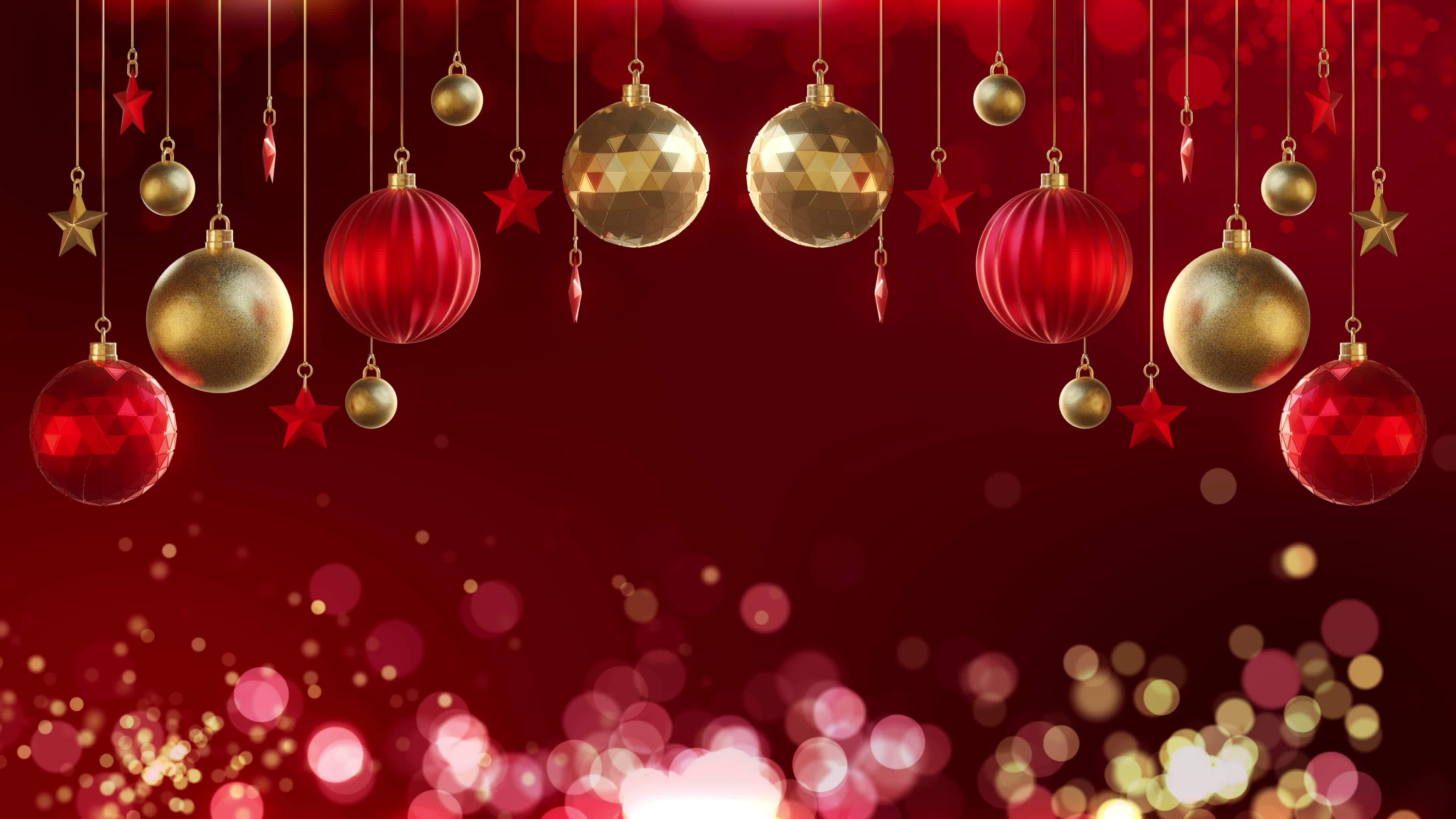 Red gold christmas ball with glow bokeh background 28670843 Stock Video ...