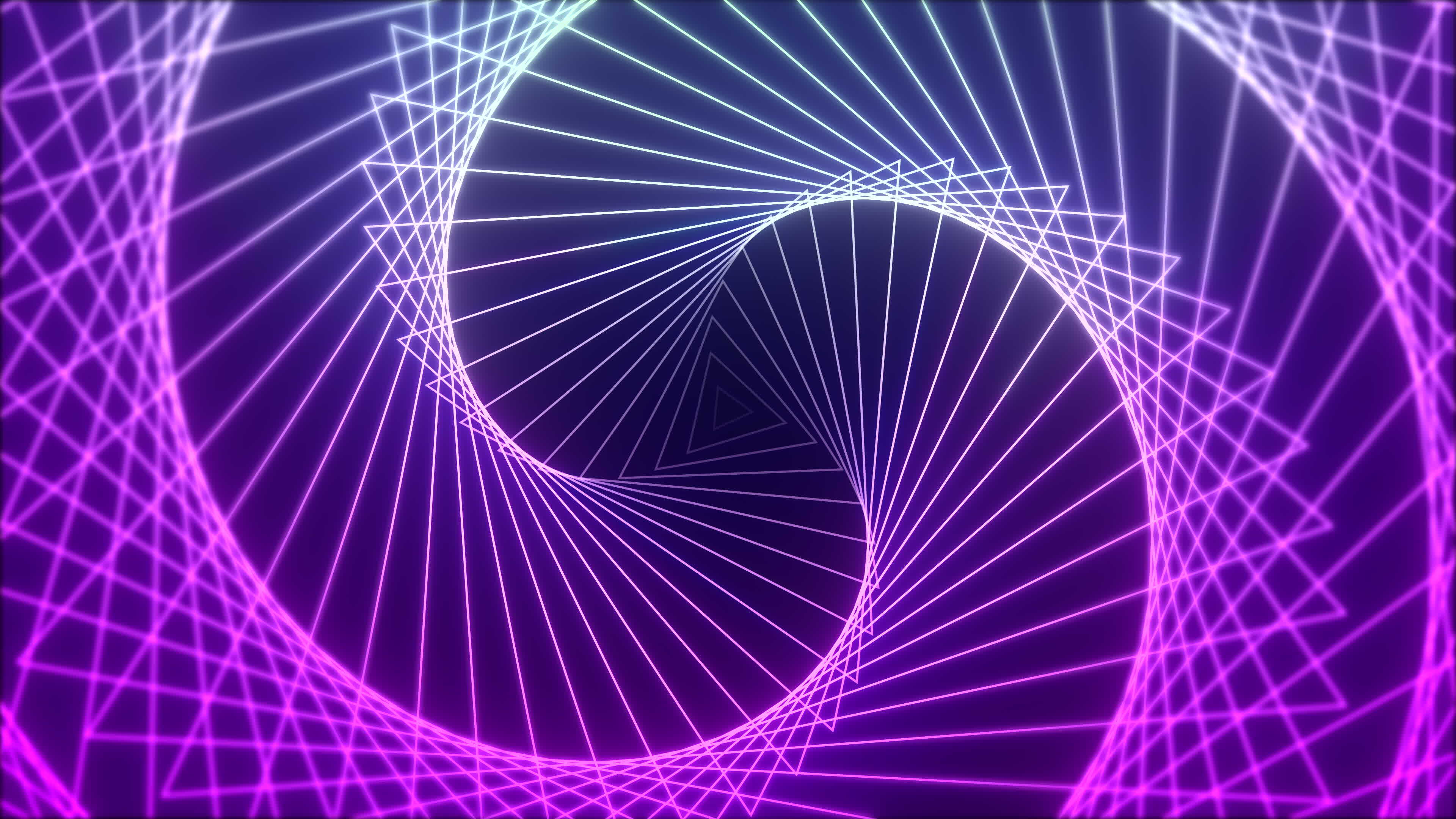 Promo pattern of neon triangle. Clean rings animation for business presentation. Geometric ...