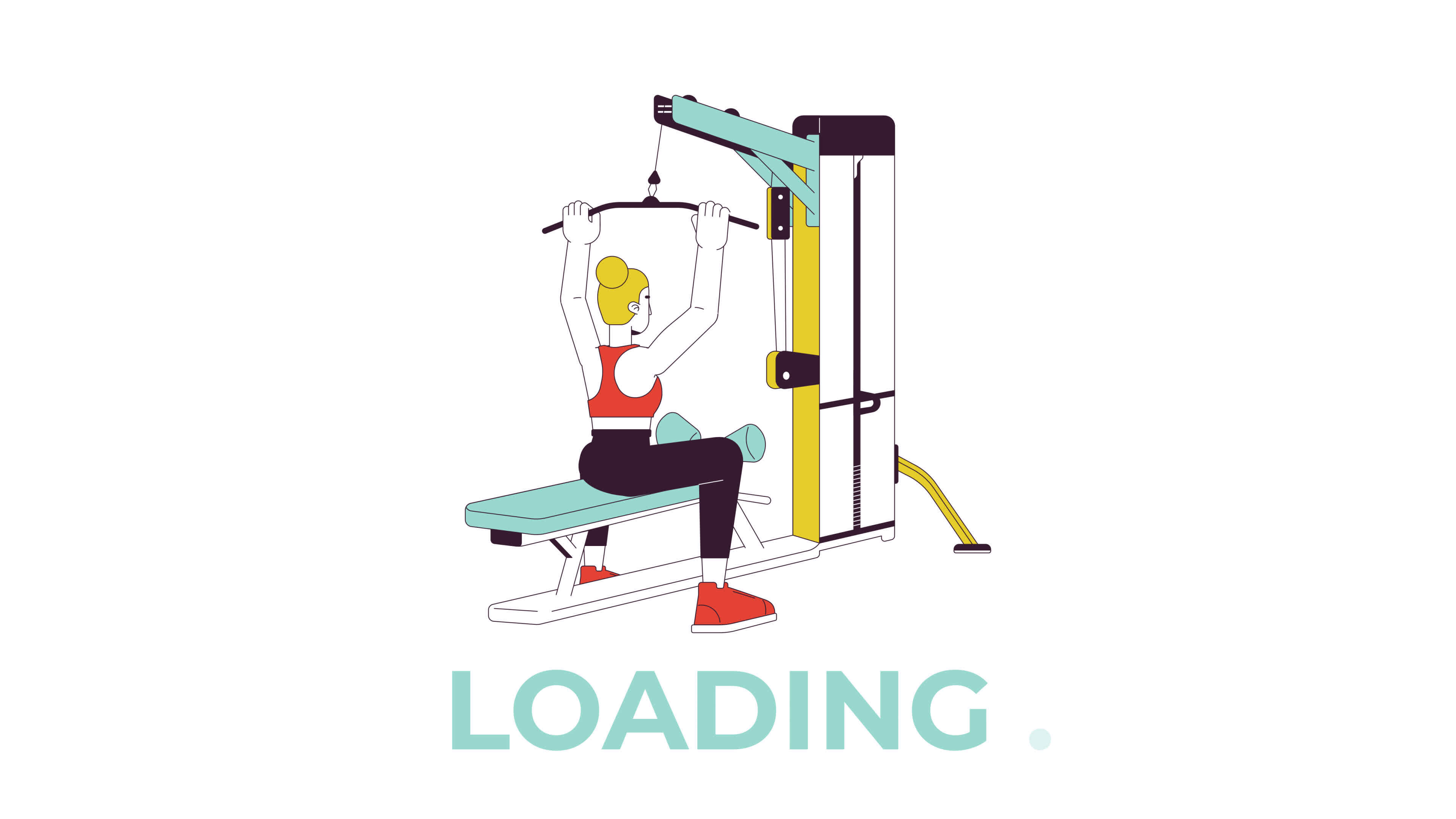 Working out on lat pulldown machine line 2D loading animation. Woman ... Working out on lat pulldown machine line 2D loading animation. Woman ...