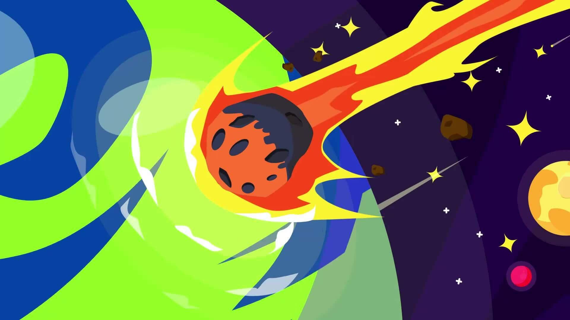 Seamless loop galaxy exploration through outer space towards glowing ...