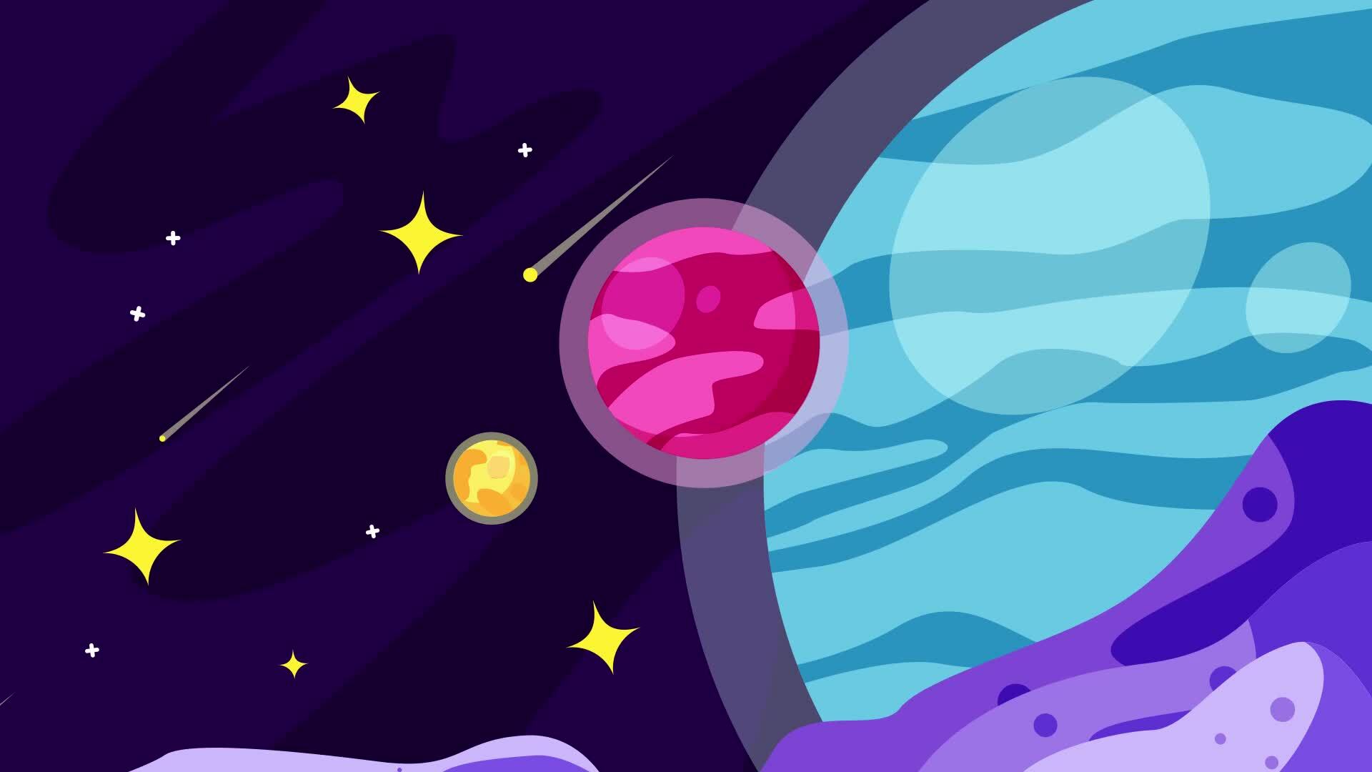 Seamless loop galaxy exploration through outer space towards glowing ...