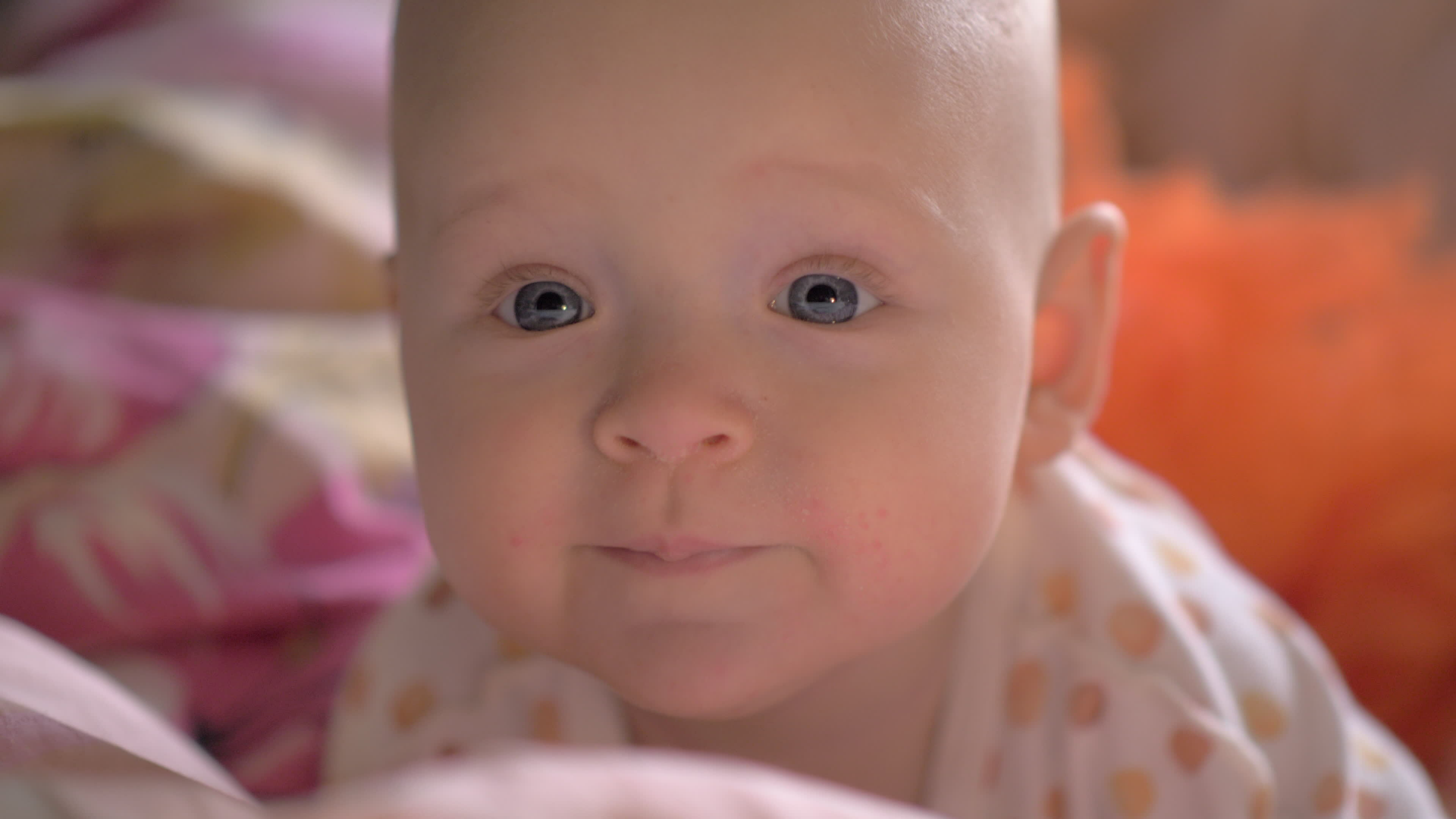 Portrait of baby girl with big blue smiling eyes 28764617 Stock Video ...