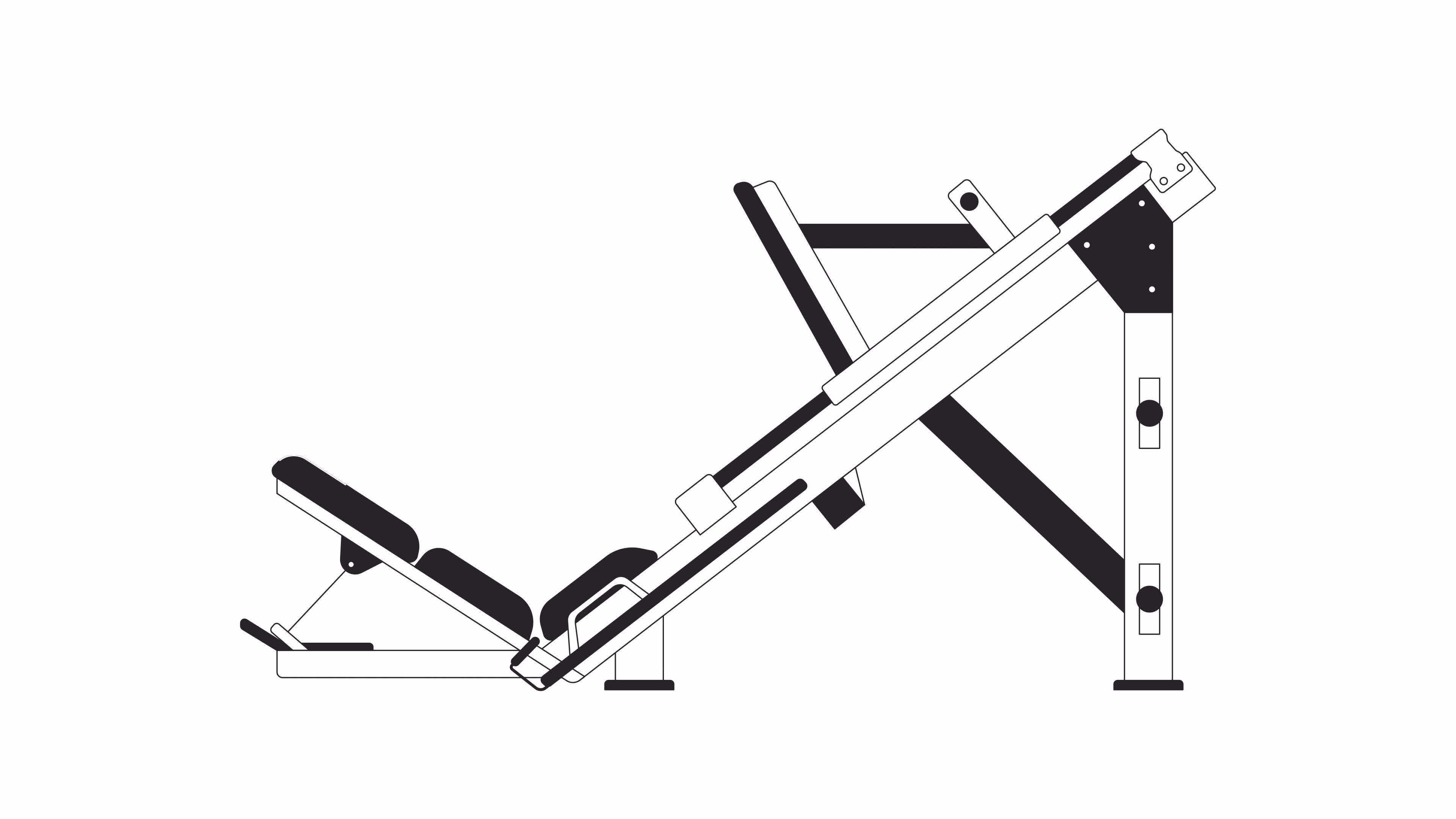 Leg Press Machine In Action Bw Outline 2d Object Animation 45 Degree