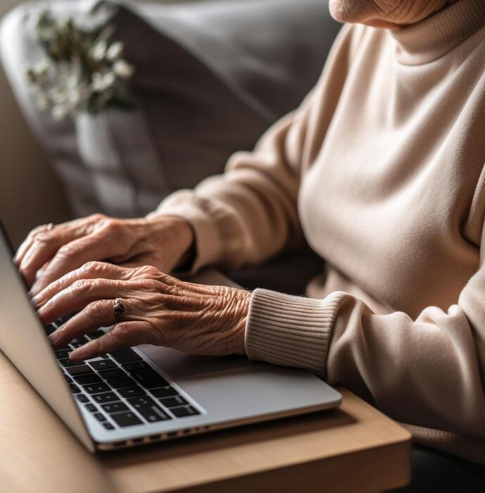 Elderly Person On Computer Stock Photos, Images and Backgrounds for ...