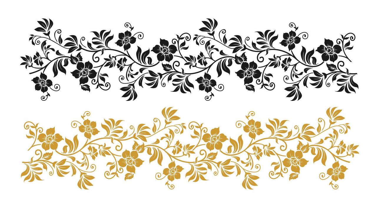 Seamless Floral Border Vector Art, Icons, and Graphics for Free Download