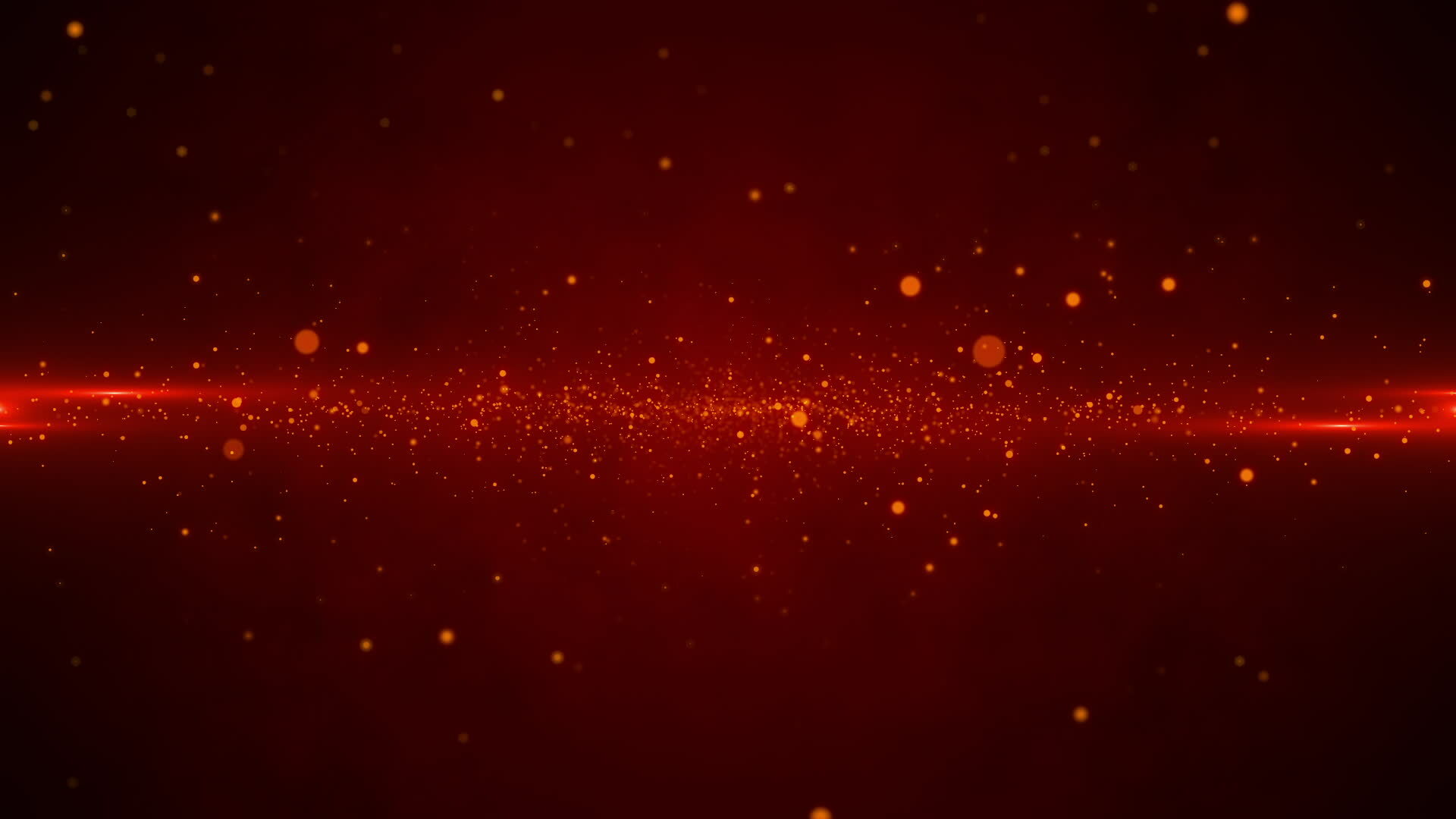 Abstract background with exploding fiery red hot energy particles flowing towards the camera ...