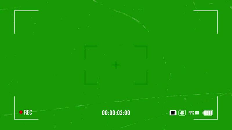 Camera recording screen overlay. Camera recording overlay on green background. Recording frame ...
