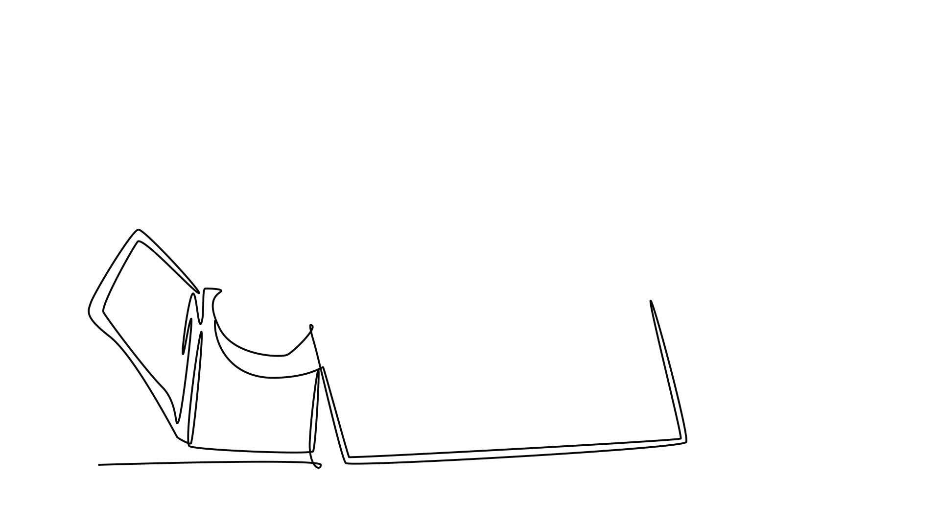 Animated Self Drawing Of Continuous Line Draw Top View Young Manager Handshake His Female Worker