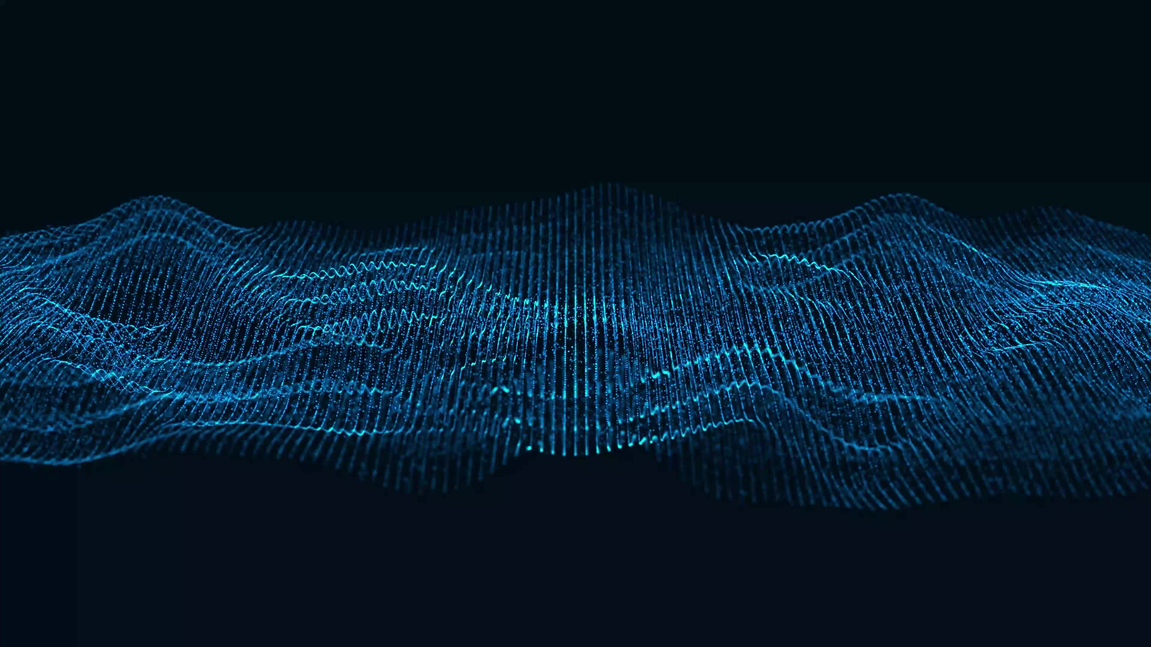 Dynamic blue particle wave. Futuristic point wave. Flow digital structure. Data technology ...