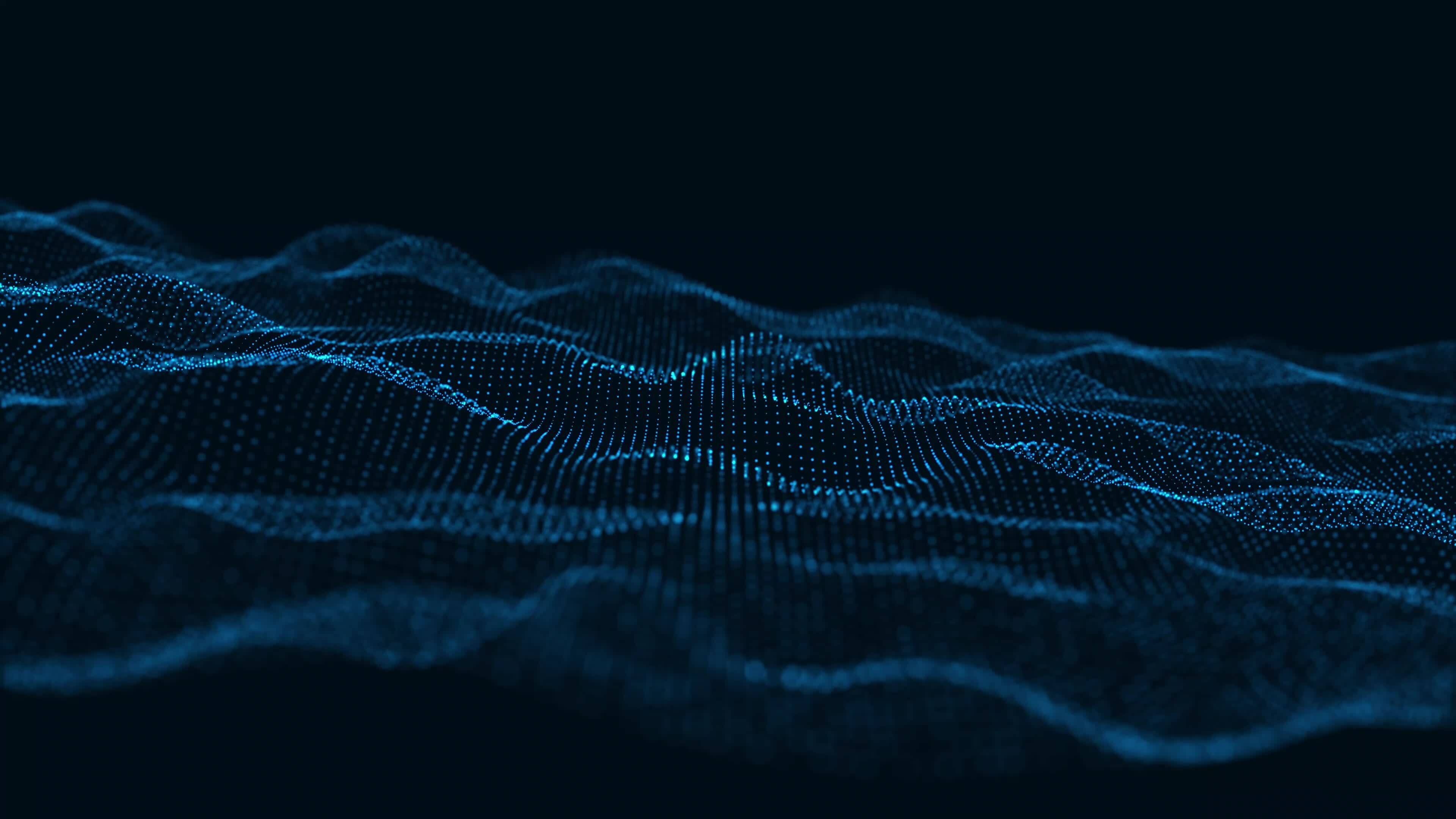 Digital Particle Wave And Lights Background Digital Particle Cyber Or Technology Background