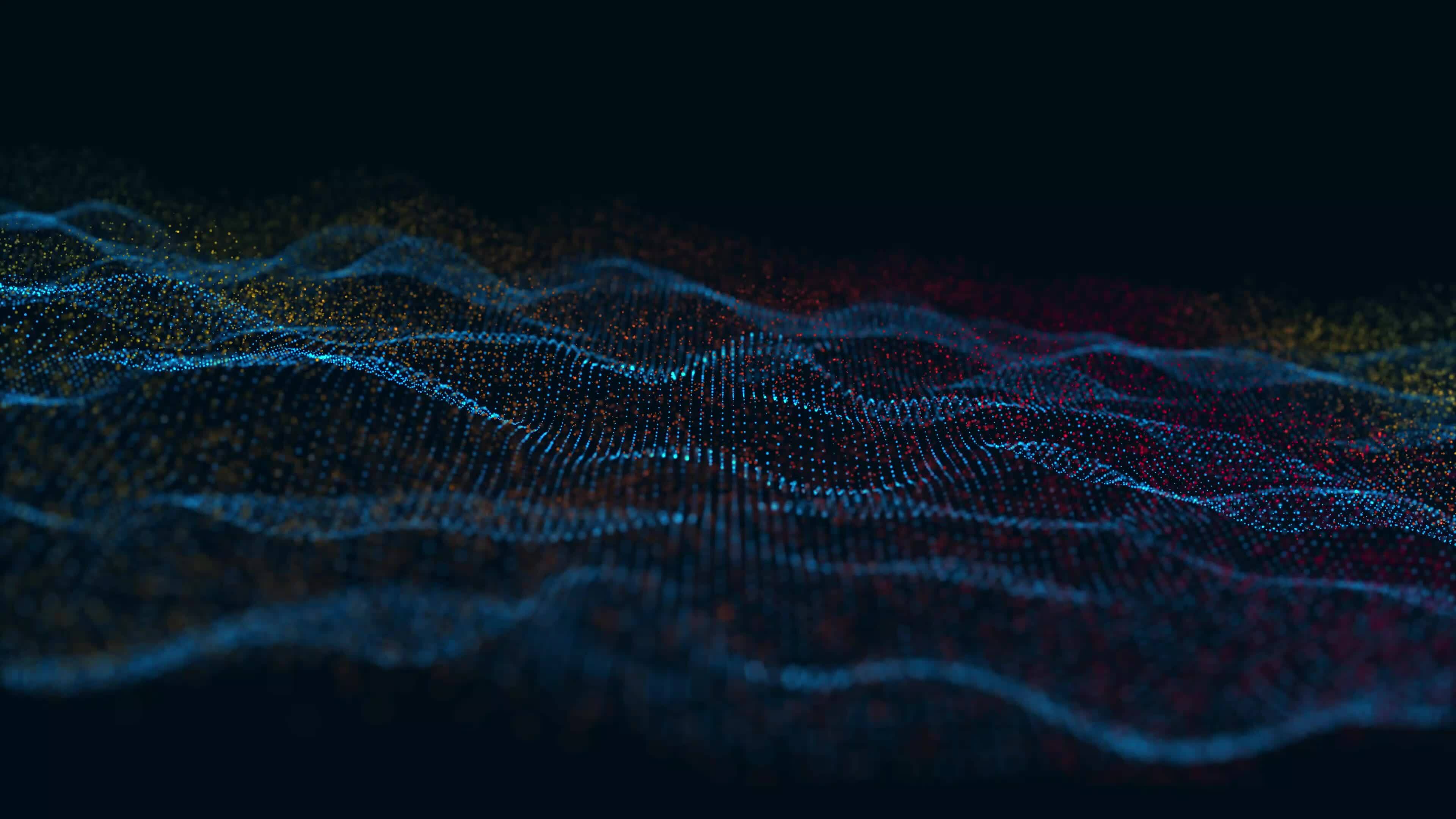 Dynamic blue particle wave. Futuristic point wave. Flow digital structure. Data technology ...