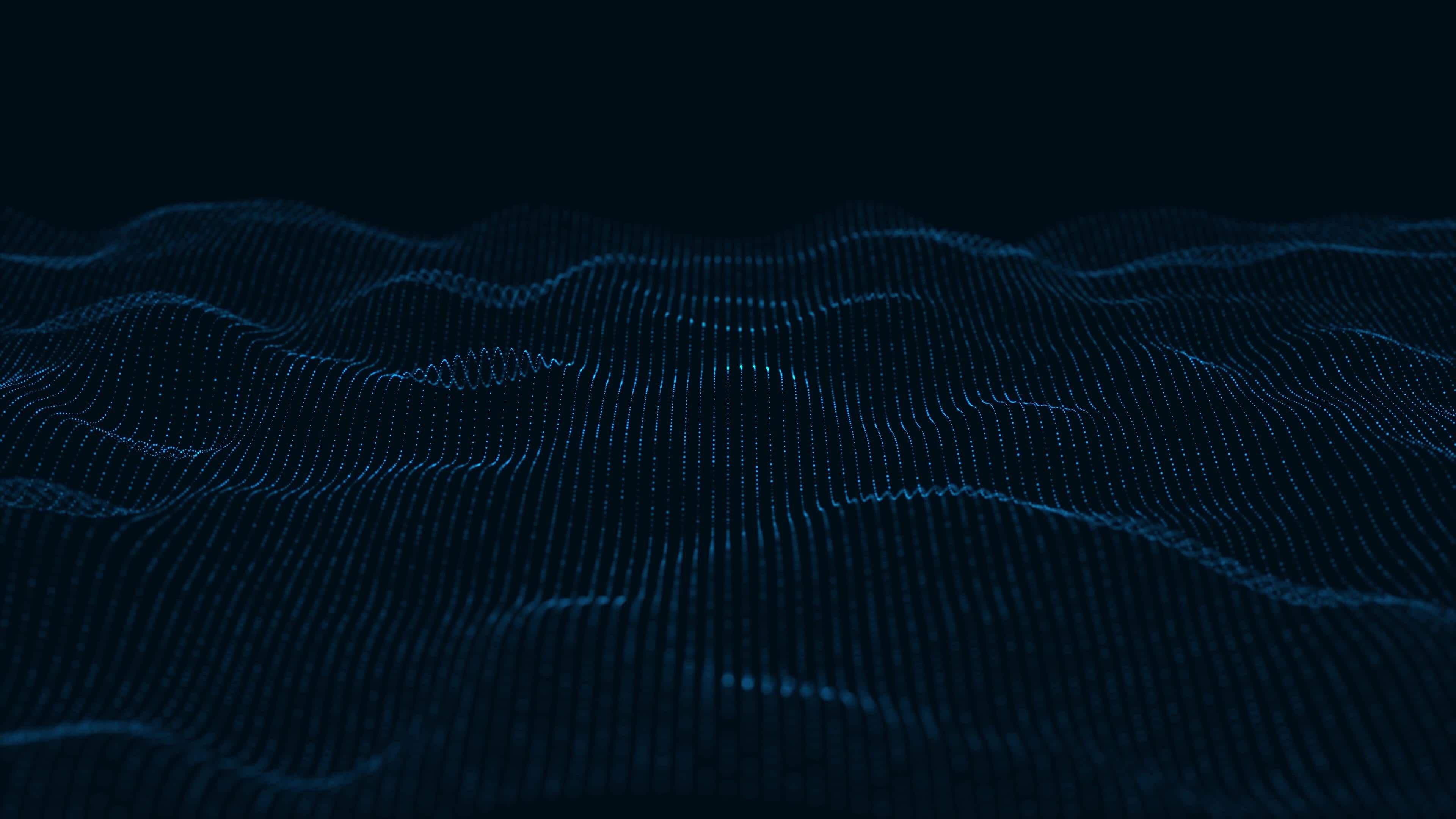 Digital Particle Wave And Lights Background Digital Particle Cyber Or Technology Background