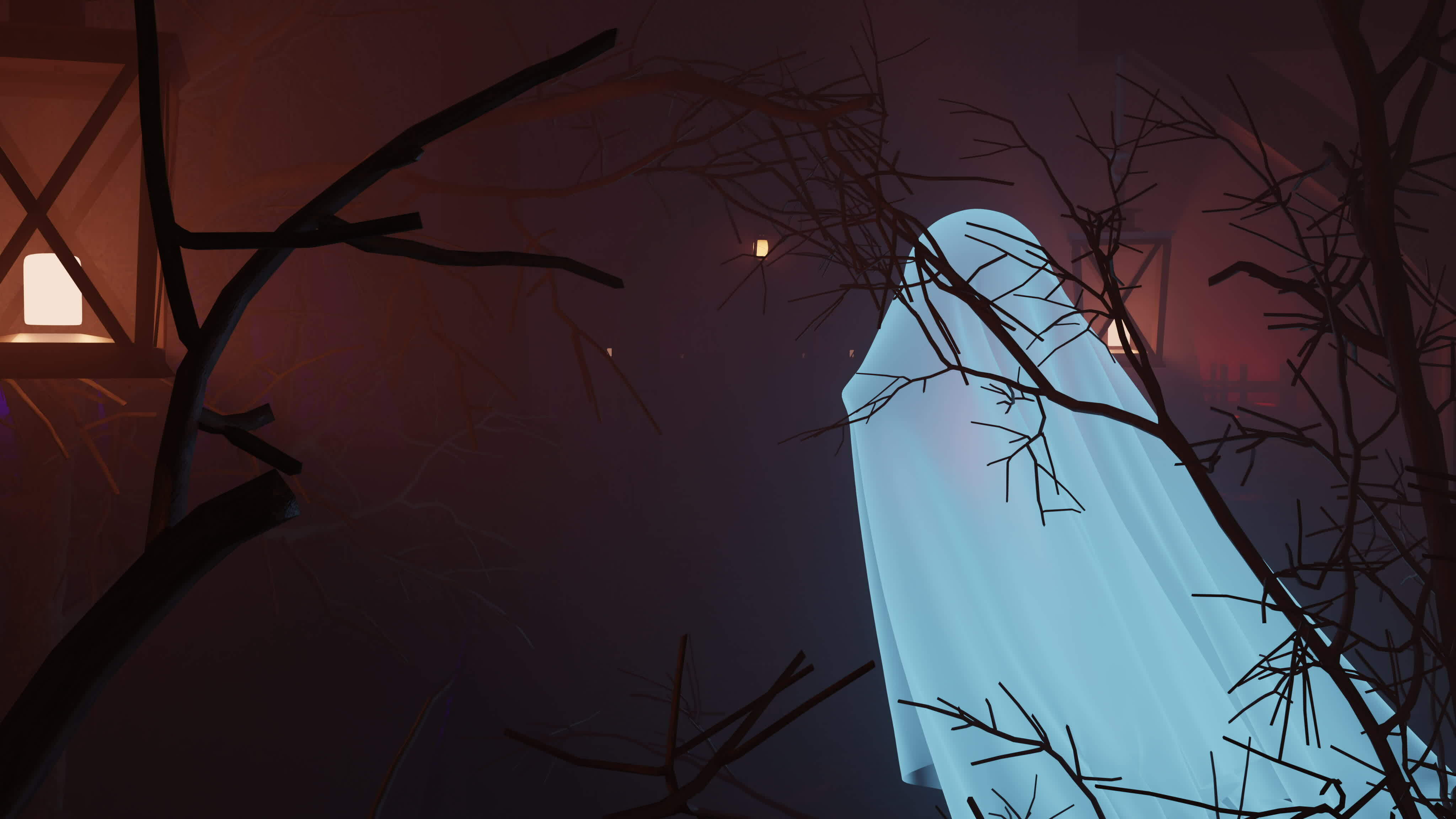 3D animation of a camera panning through a dark misty forest following ... 3D animation of a camera panning through a dark misty forest following ...