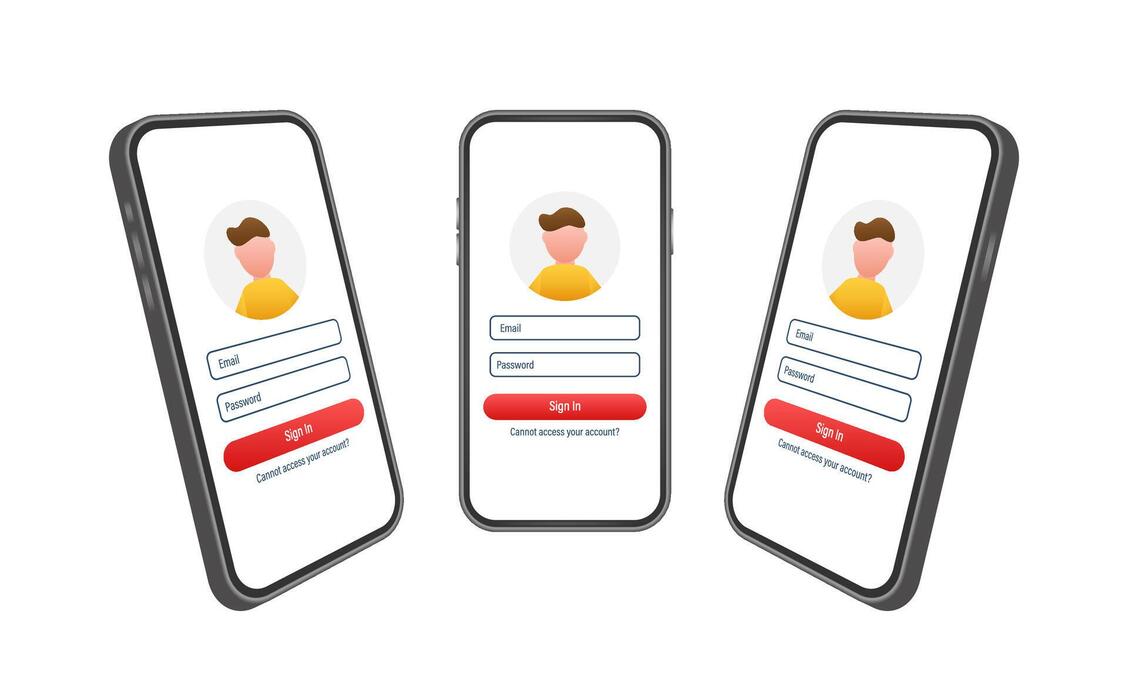 Mobile Login Screen Vector Art, Icons, and Graphics for Free Download