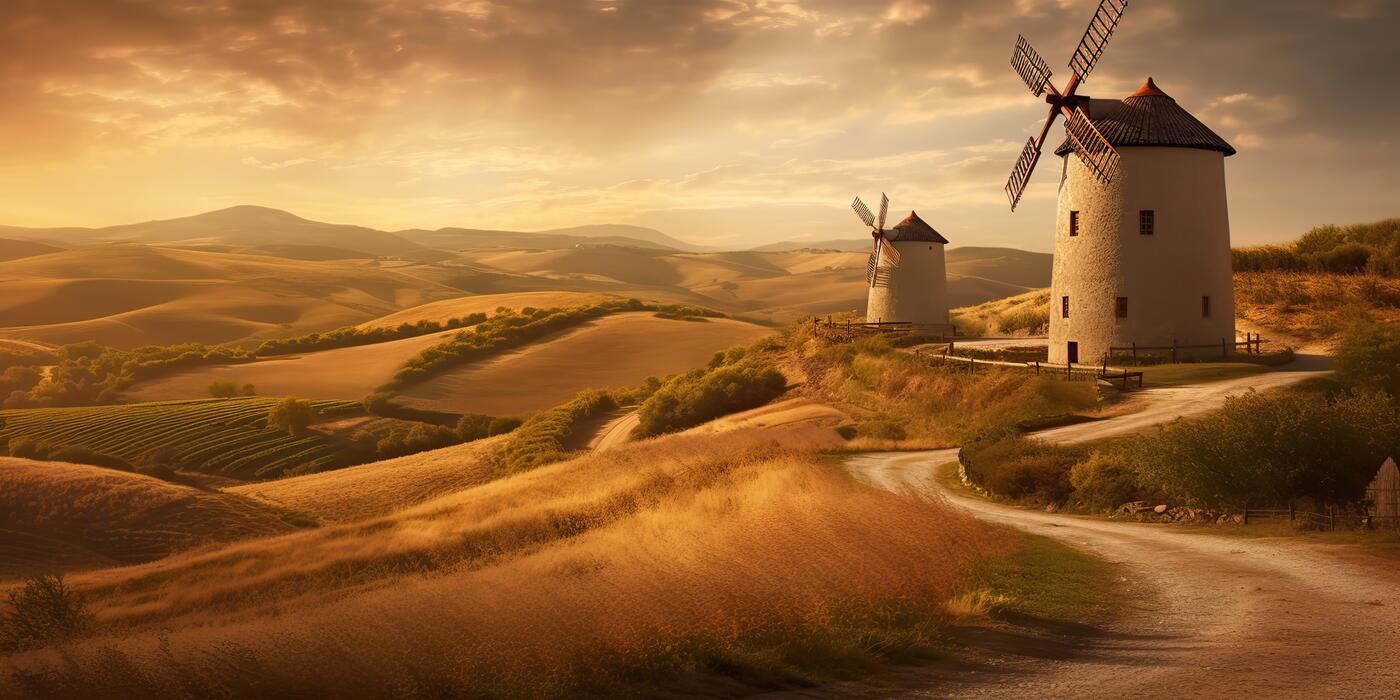 Windmill Landscape Stock Photos, Images and Backgrounds for Free Download