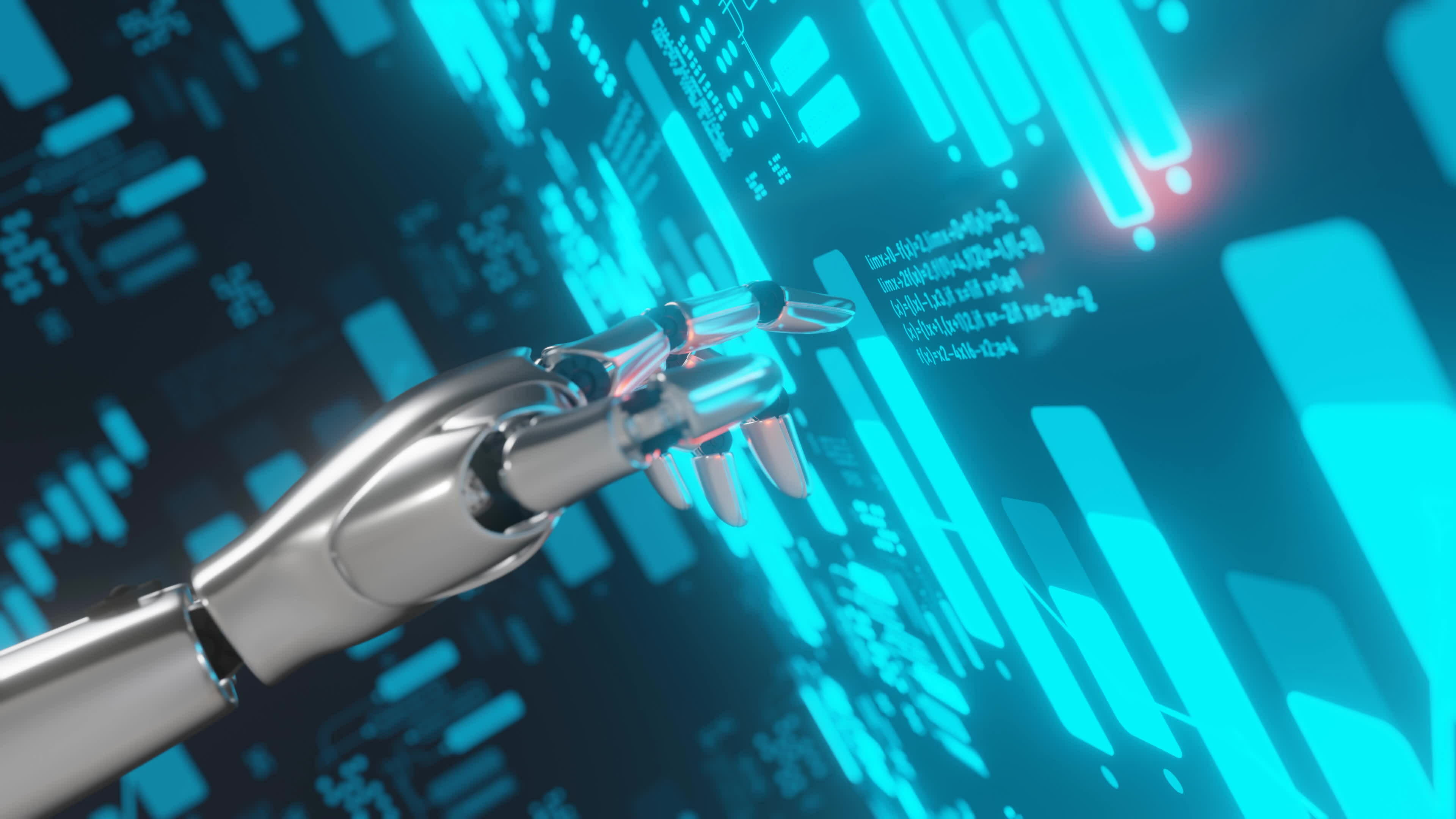 Robot hand touch big data screen, A.I. technology machine learning, 3d rendering 29472669 Stock ...