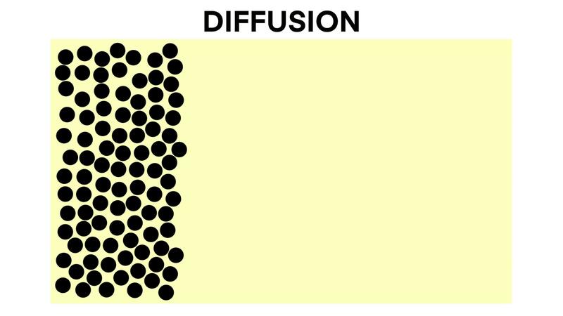 diffusion, Movement of molecules, ions, and atoms from an area of ...