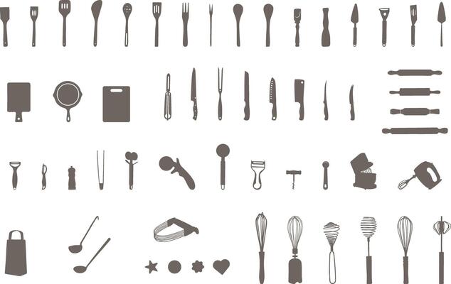 Kitchen Tools Silhouette Vector Art, Icons, and Graphics for Free Download