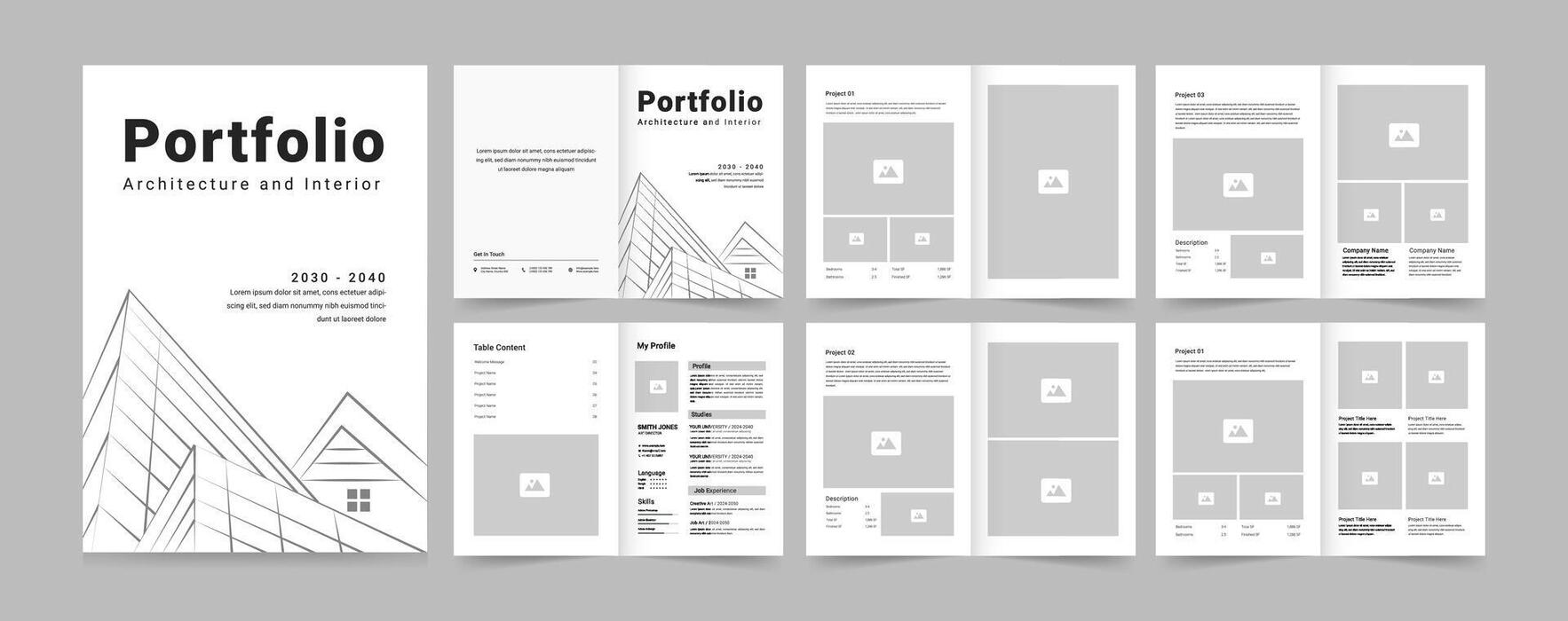 Architecture Portfolio Template Vector Art, Icons, and Graphics for ...
