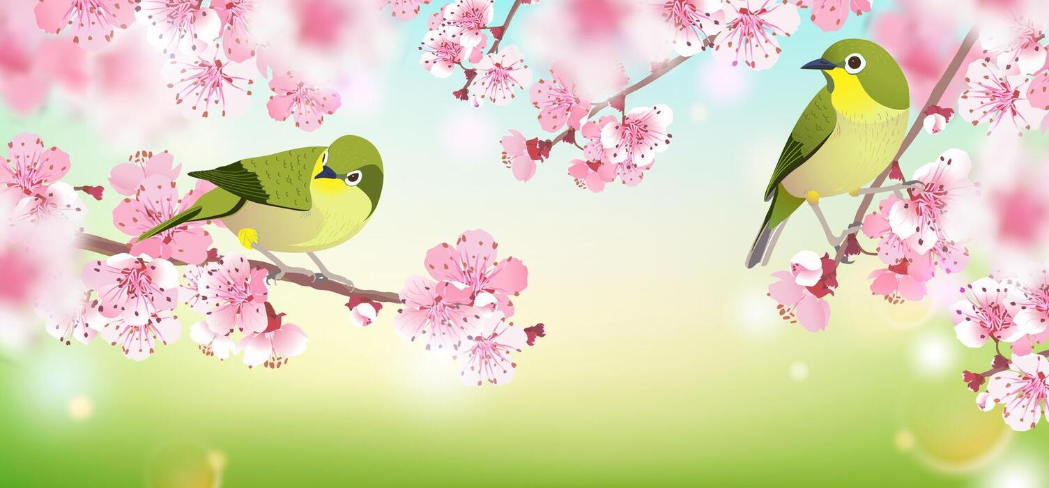 Spring Birds Background Vector Art, Icons, and Graphics for Free Download