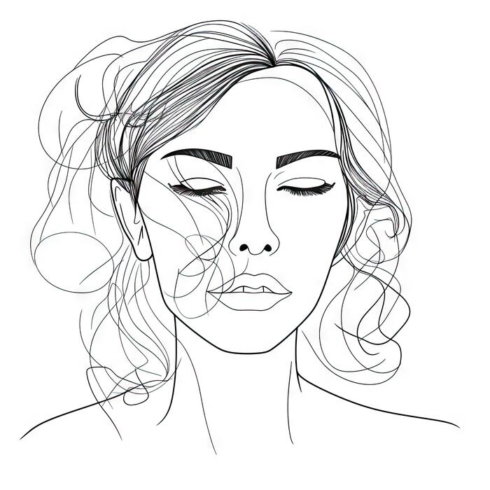 Female Face Line Art Stock Photos, Images and Backgrounds for Free Download