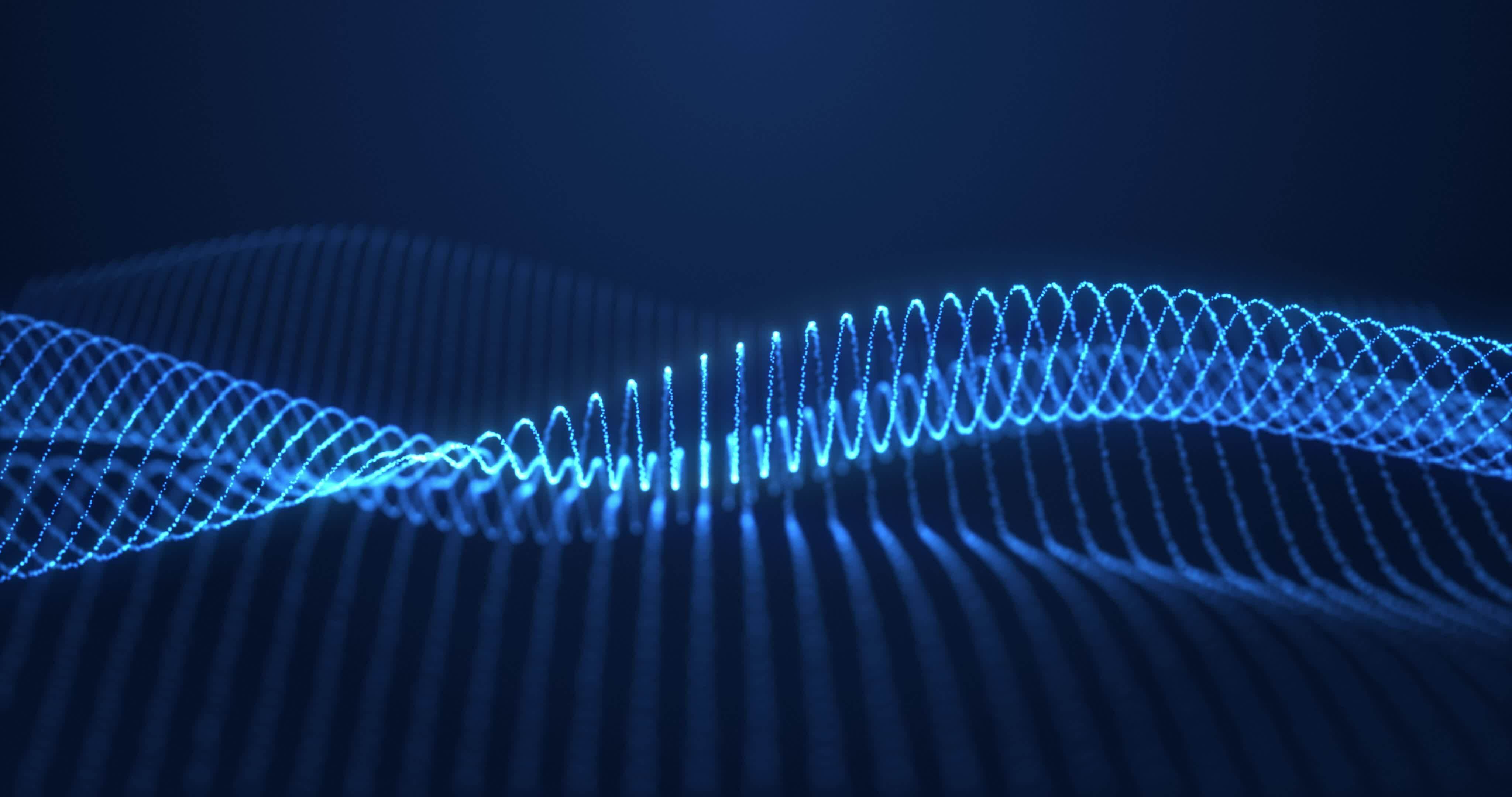 Abstract Digital Wave Flow Particles And Light Background Futuristic Cyber Technology