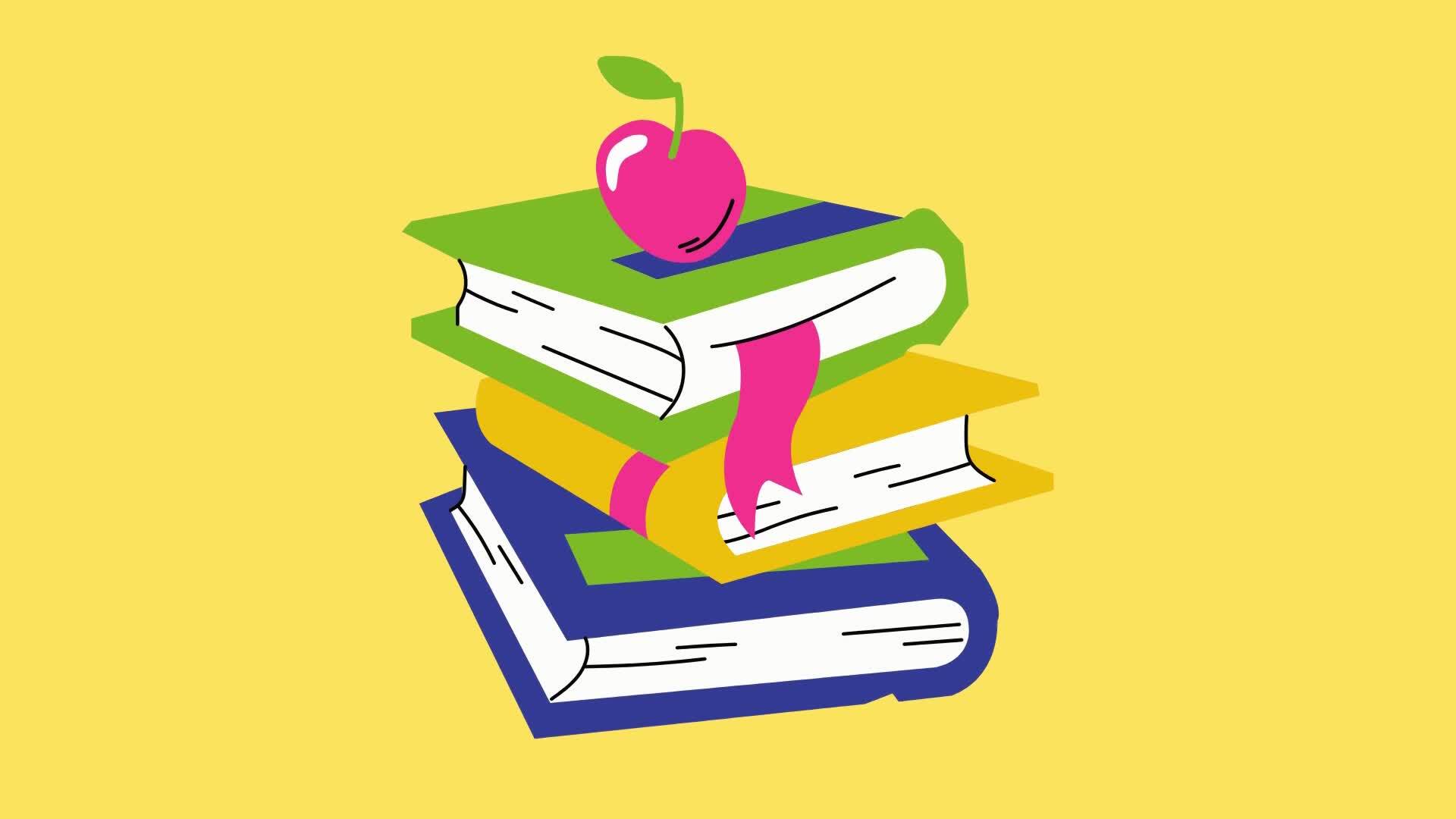 animated book in yellow background 30246717 Stock Video at Vecteezy