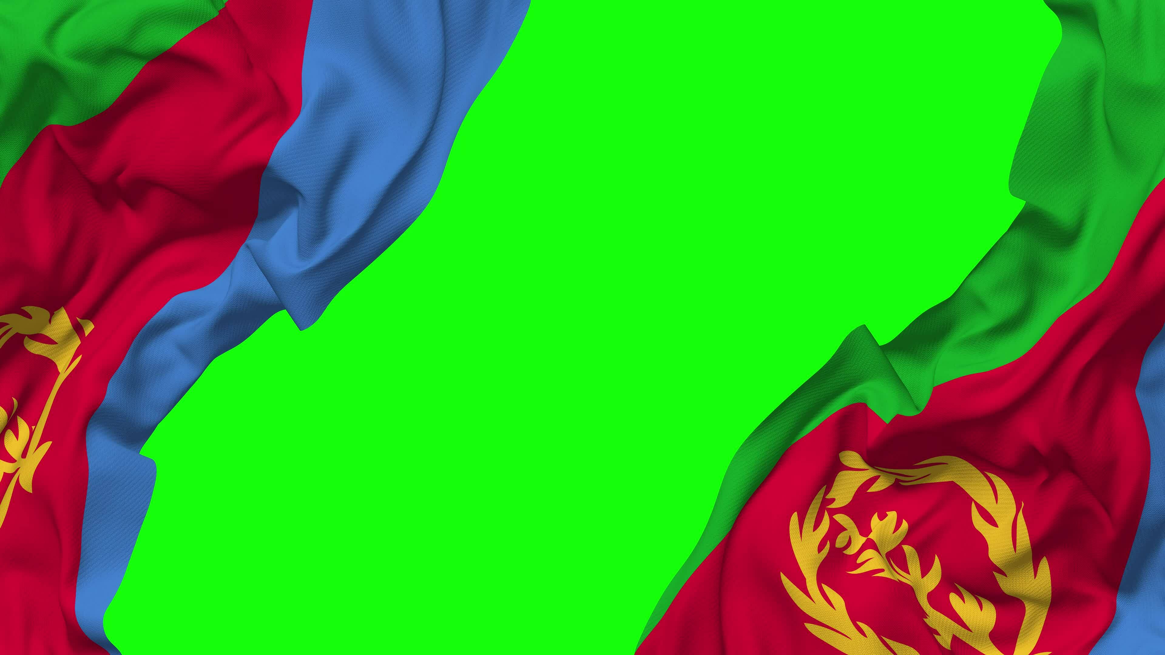 Eritrea Flag Waving On Sides Isolated With Bump Texture 3d Rendering Green Screen Alpha