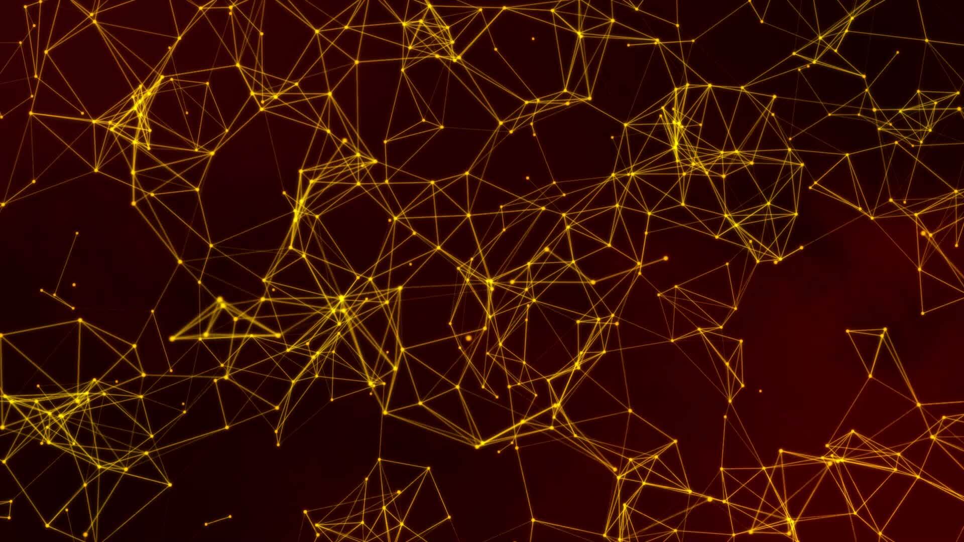 Red abstract background digital connection moving dots and lines. technology network connection ...