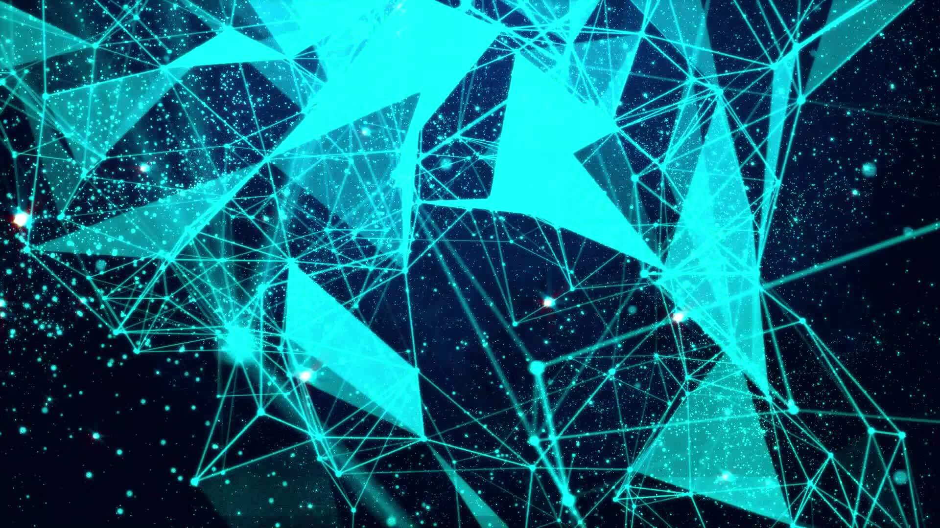 Blue abstract background digital connection moving dots and lines ...