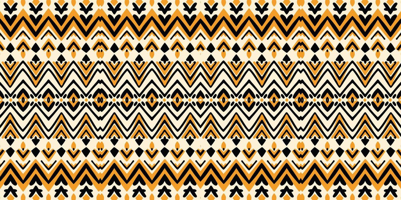 Ethnic Zigzag Pattern In Retro Colors Aztec Style Seamless Background Vector Art Icons And